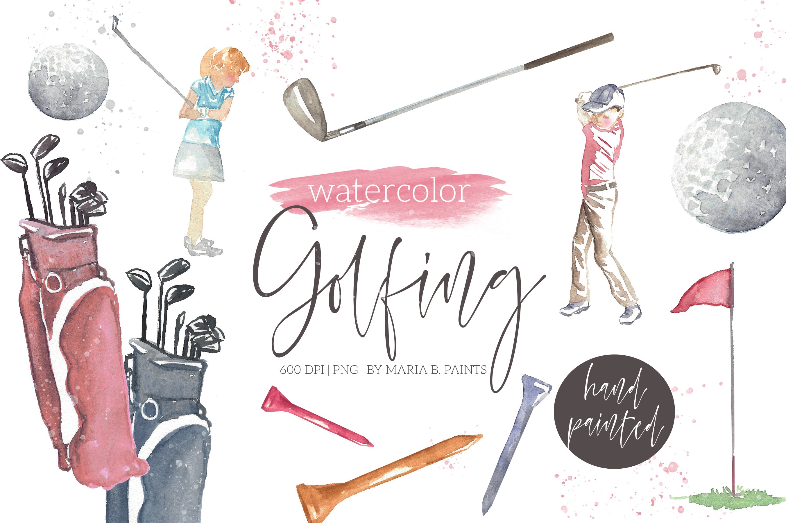 Golfing Watercolor Clipart (340521) | Illustrations | Design Bundles