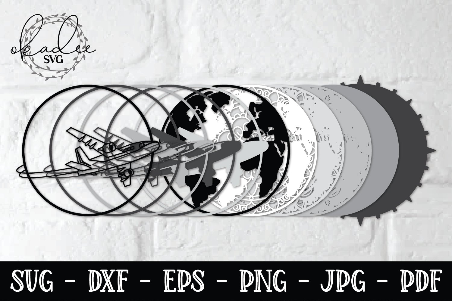 3D Travel Mandala SVG, Layered Airplane, Earth Mandala DXF (1026091 ...