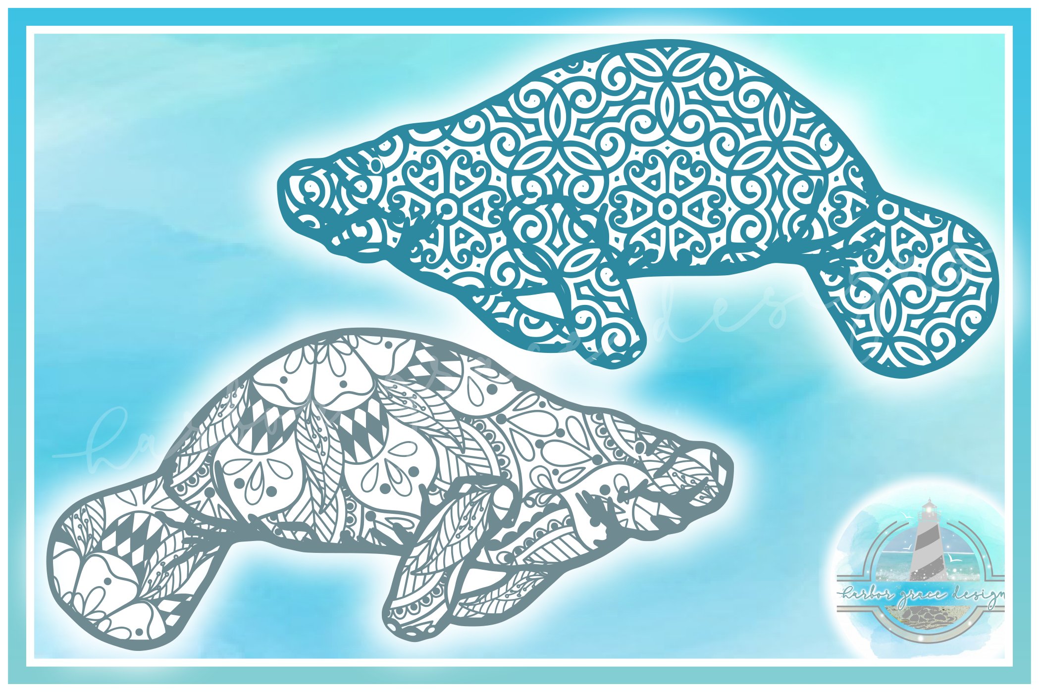 Manatee Mandala Zentangle SVG Dxf Eps Png PDF Files (741896) | SVGs ...