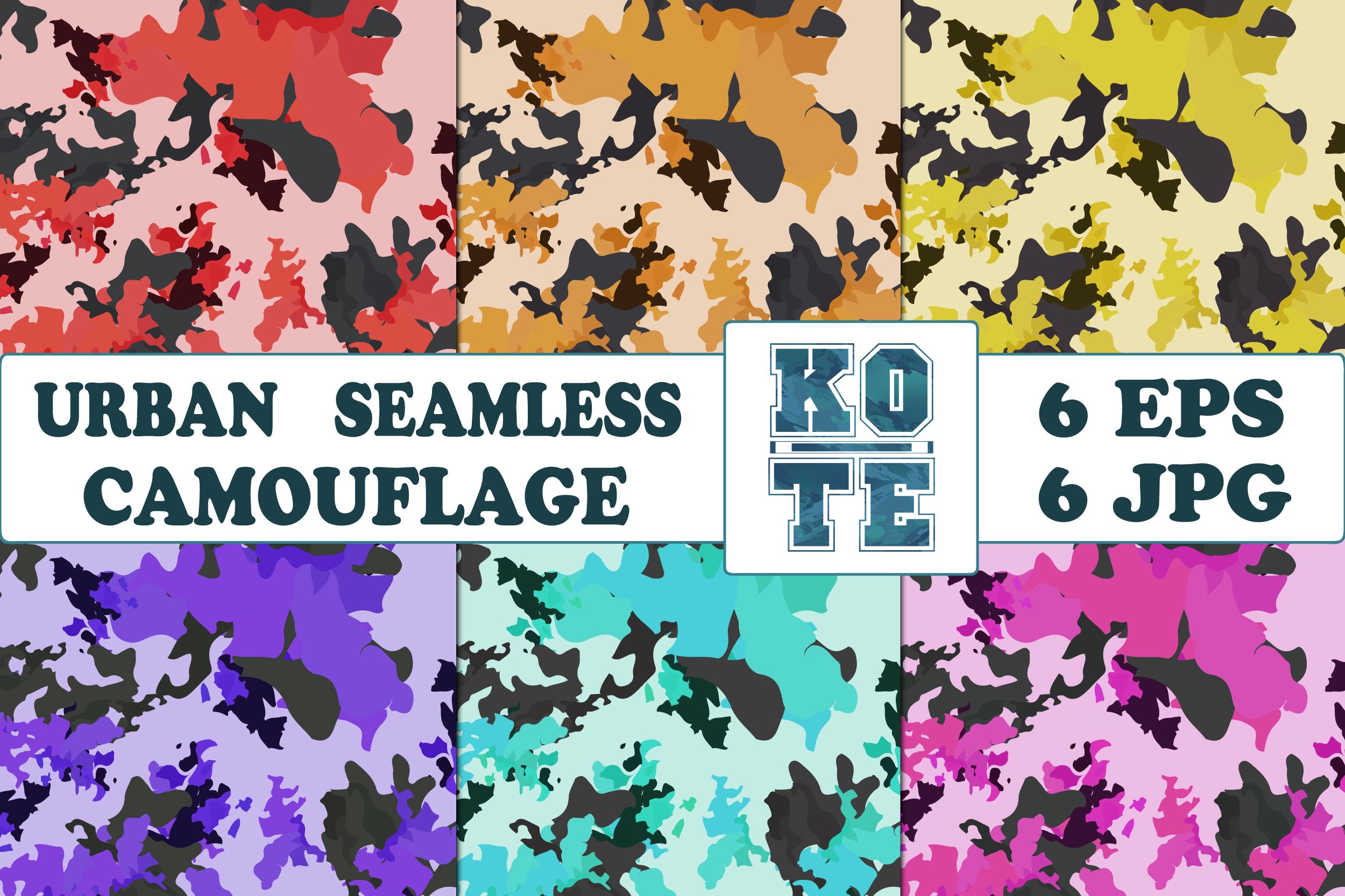 6 Seamless Military Urban Camouflage (723526) | Patterns | Design Bundles