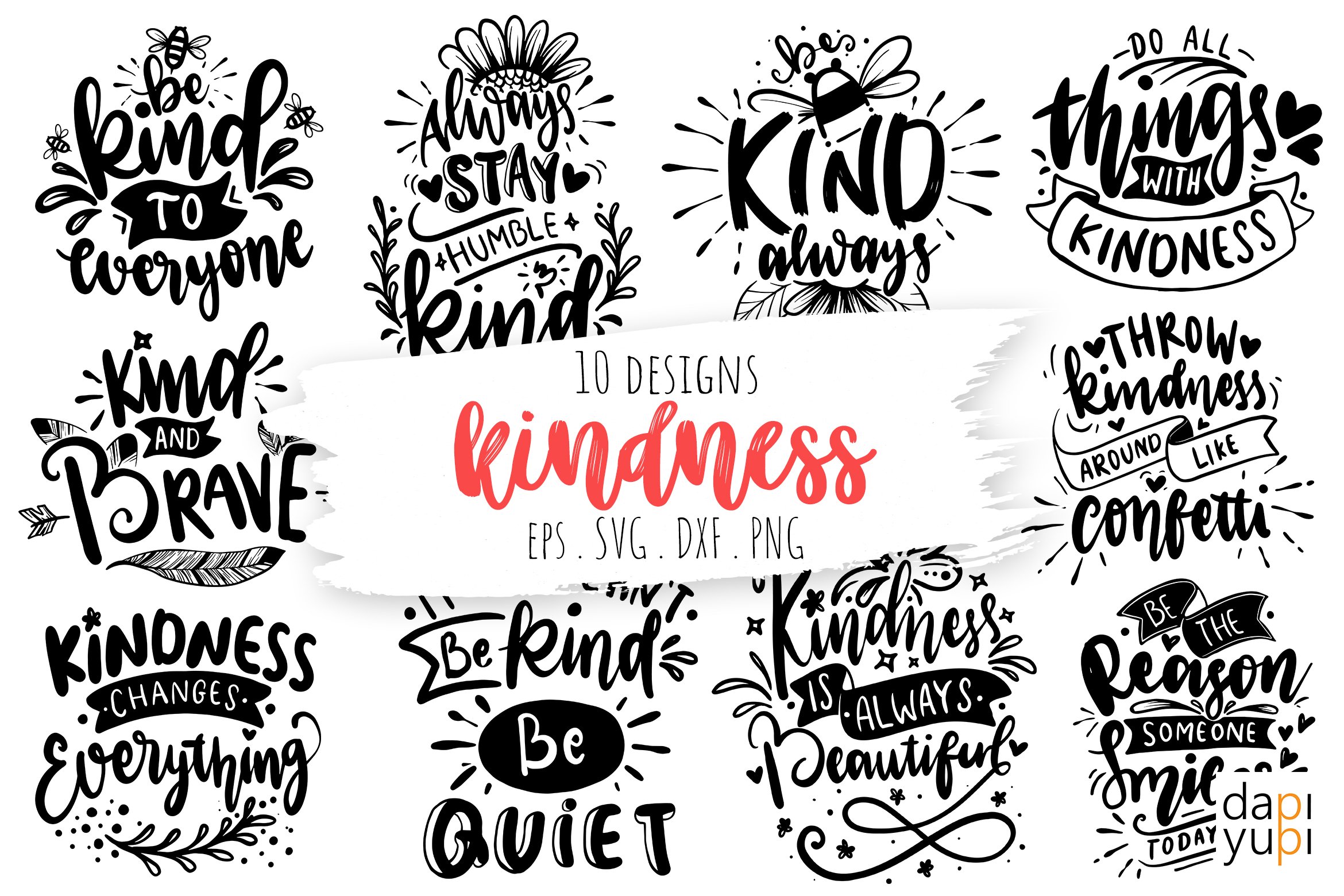 Kindness Lettering Quotes Bundle (1186965) | SVGs | Design Bundles