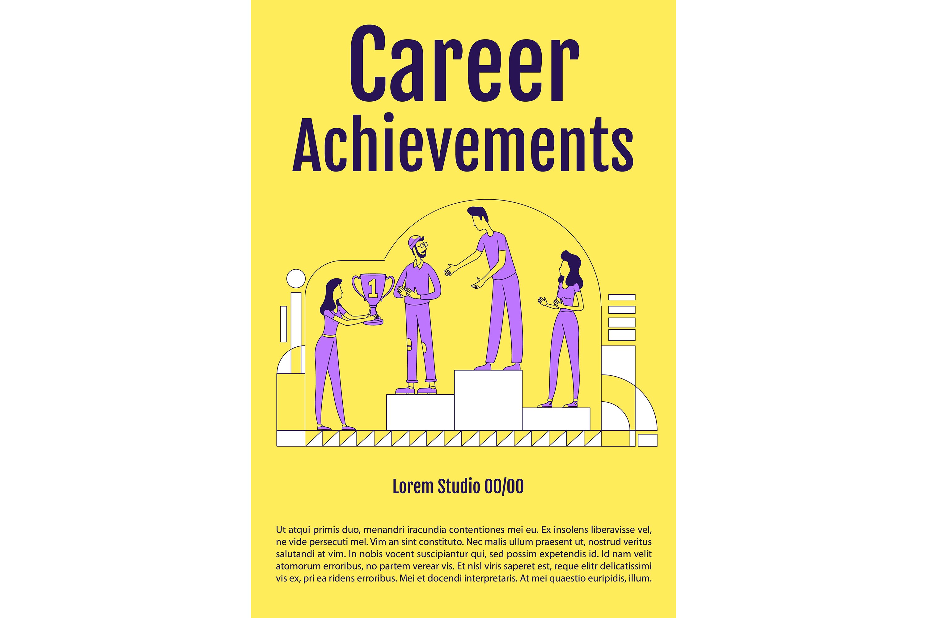 Career achievements poster flat silhouette vector template (777103 ...