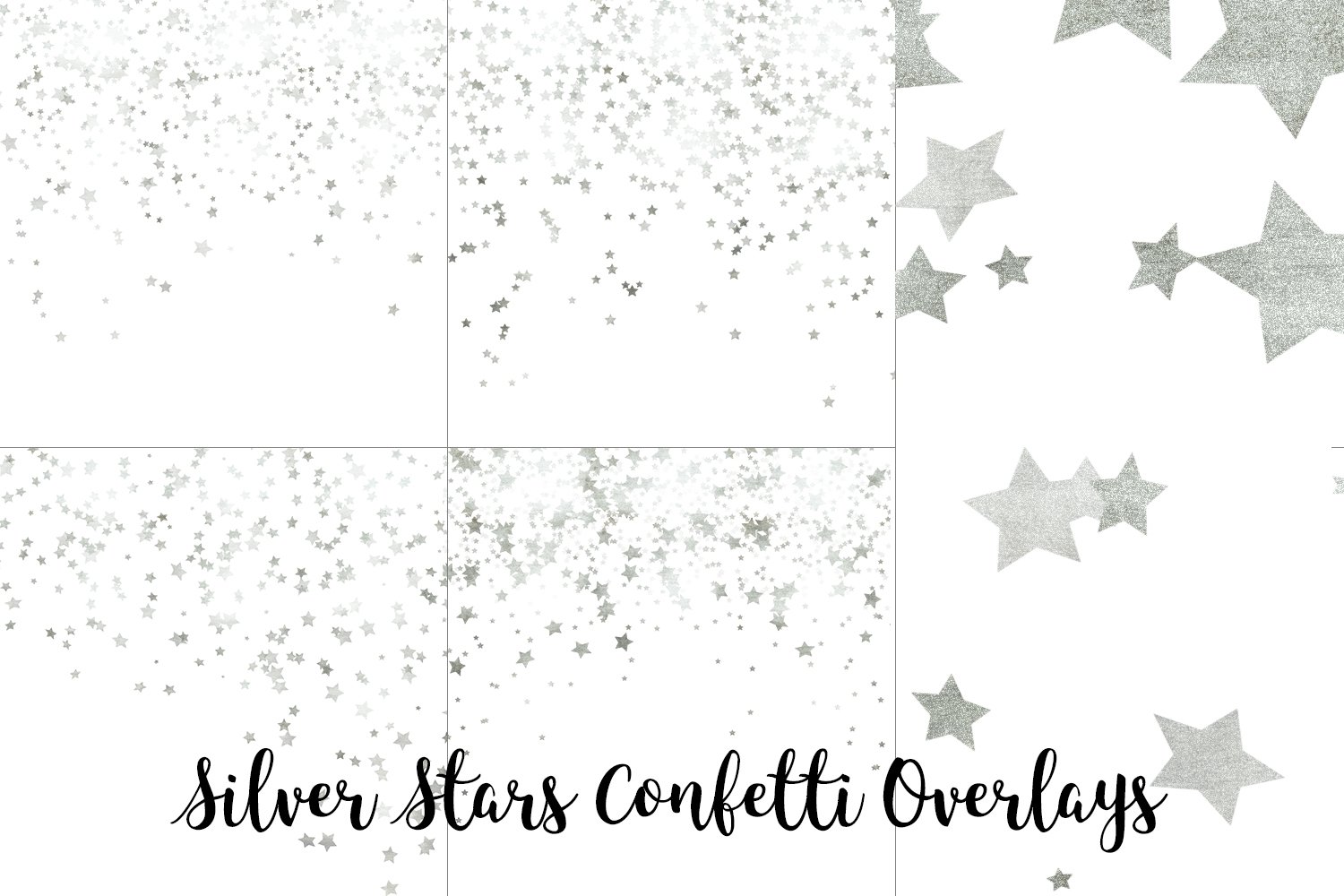 Silver Stars Confetti Overlays (331677) | Decorations | Design Bundles