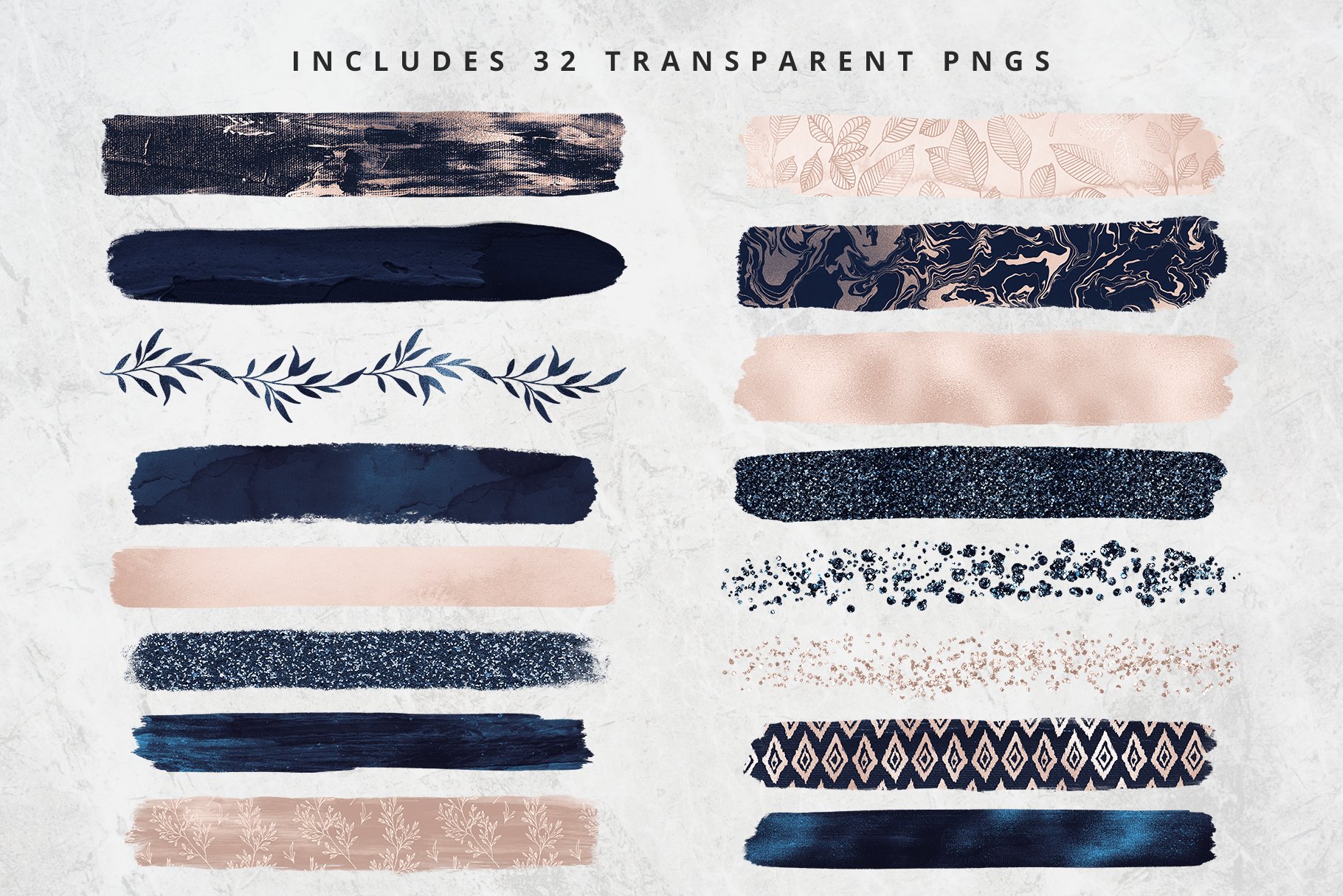 Indigo Cream Brush Strokes