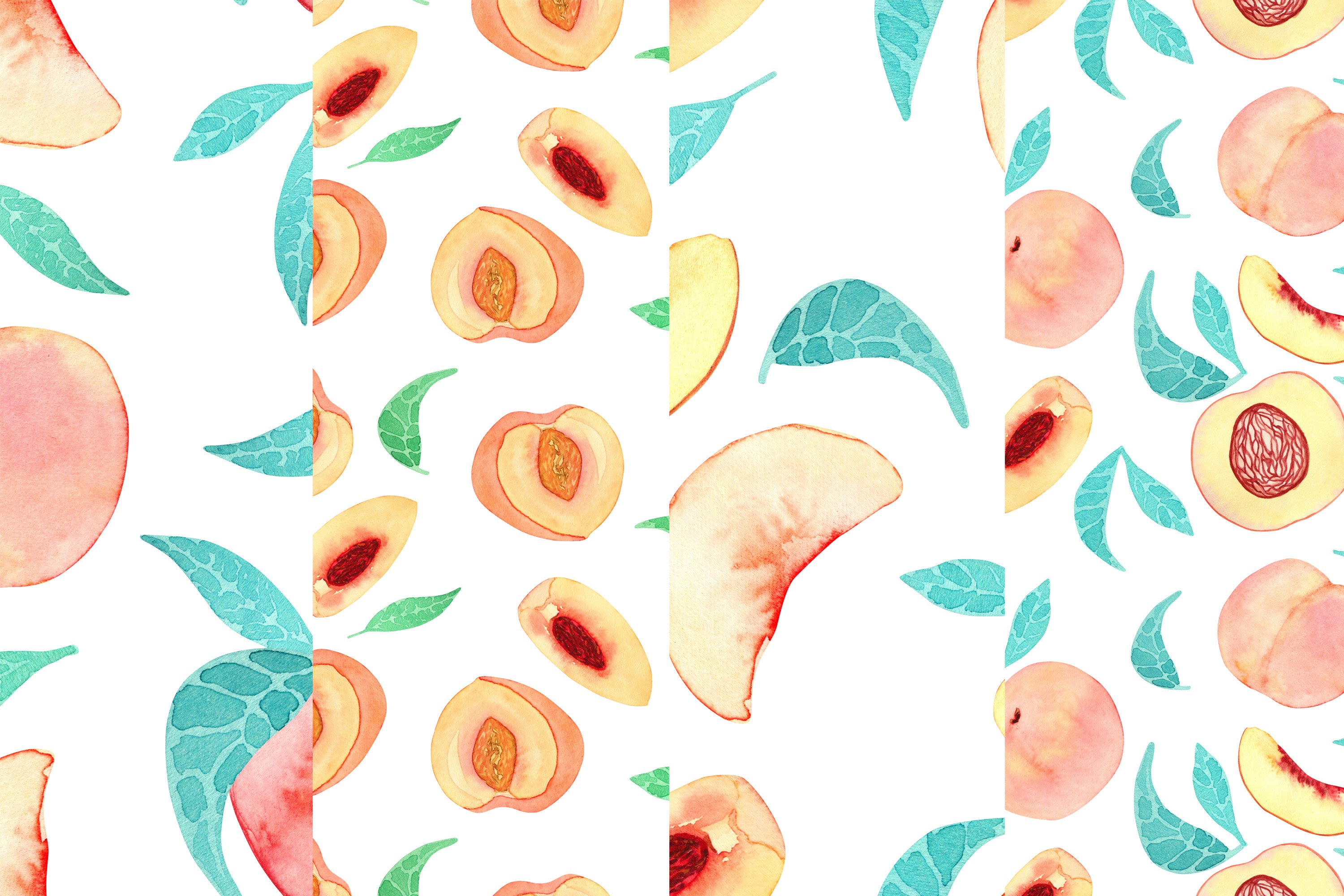 Watercolor peach set (618025) | Illustrations | Design Bundles
