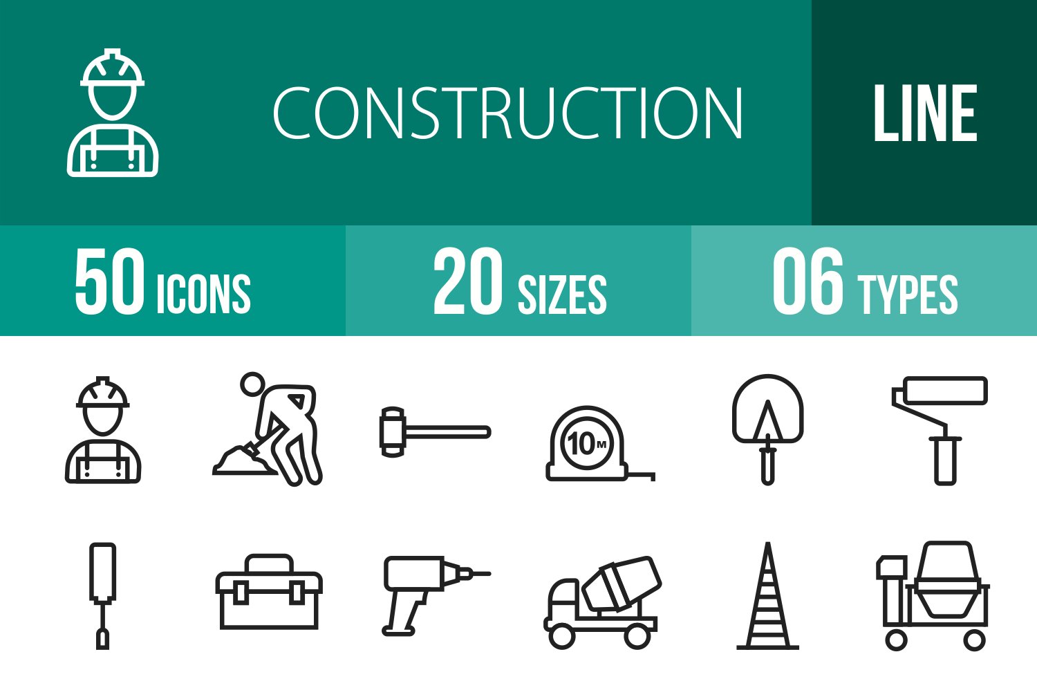 50 Construction Line Icons (41818) | Icons | Design Bundles