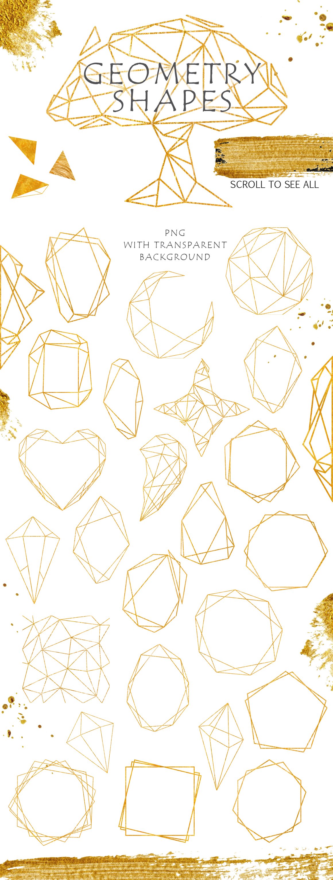 Gold Geometry shapes Vol. 1 (122393) | Illustrations | Design Bundles