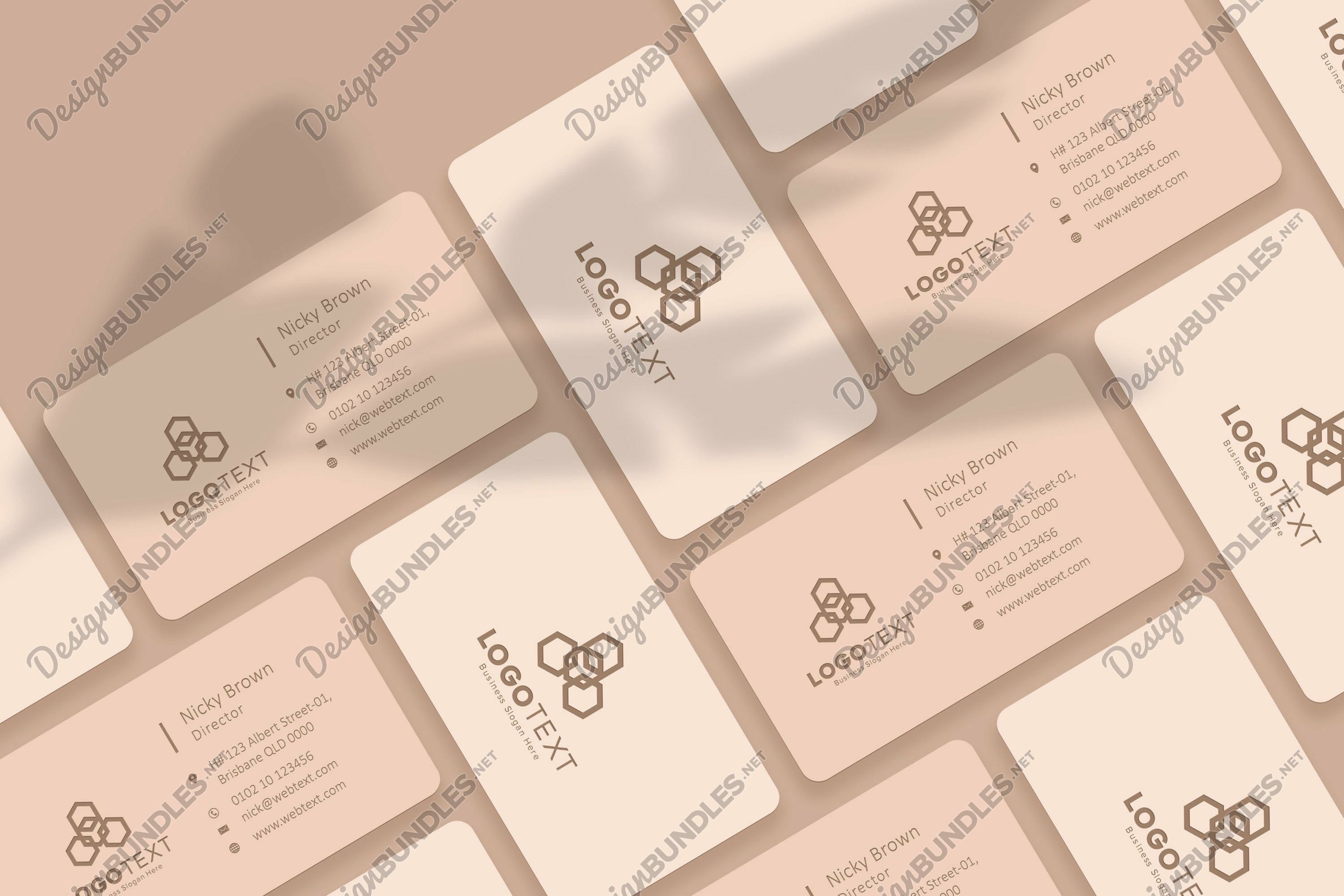Beige color Business Card Mockup at leaves shadow (1286201) | Branding ...