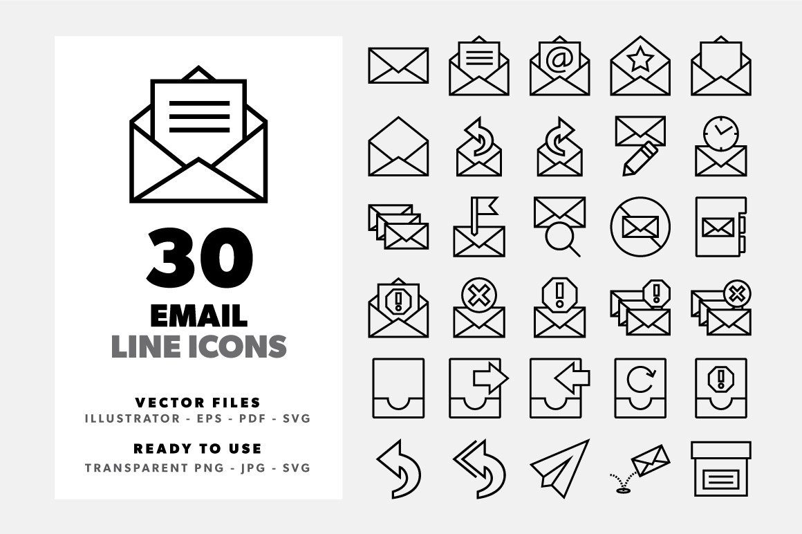 Email Line Icon Set (742210) | Icons | Design Bundles