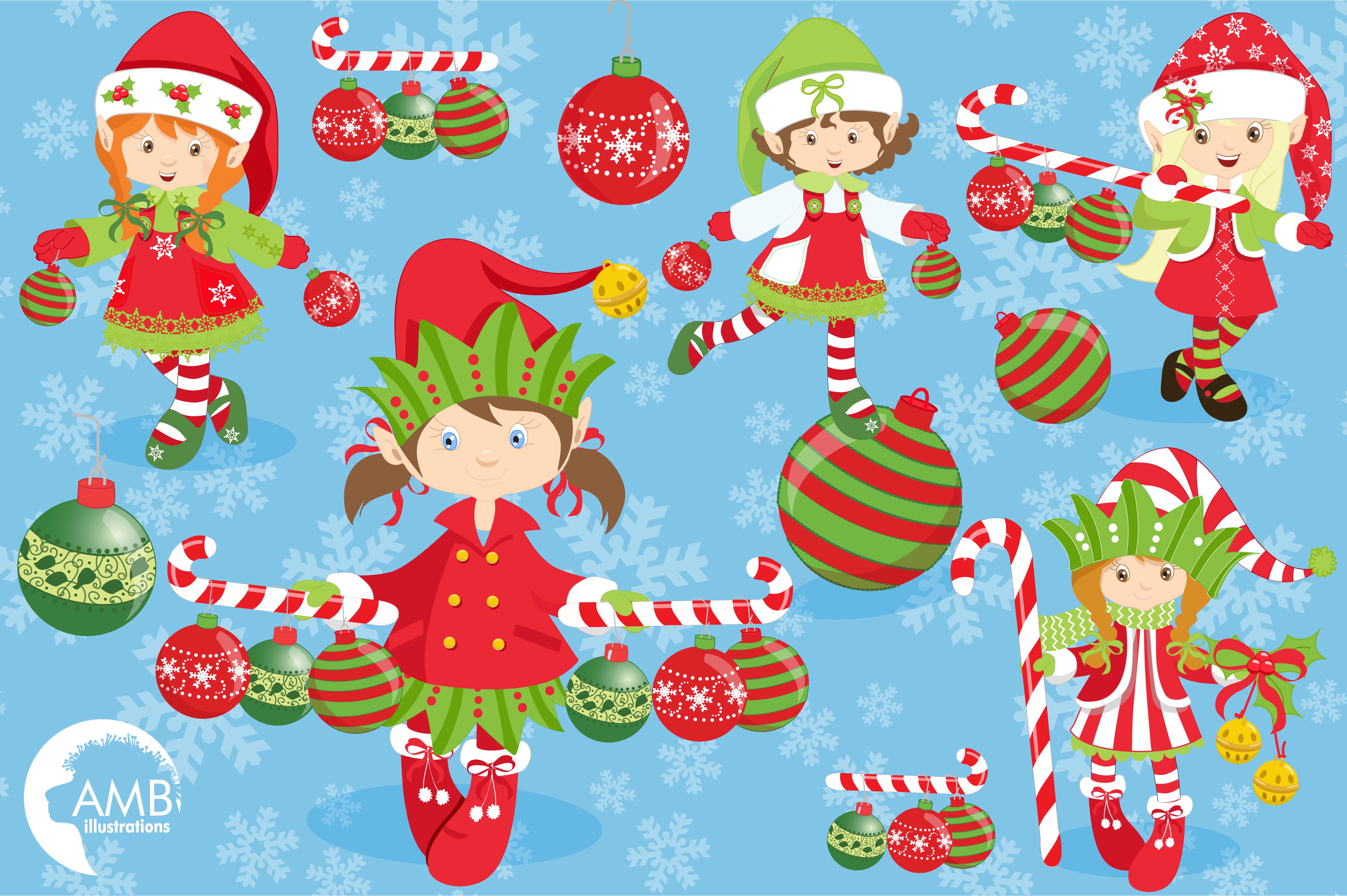 Christmas elves clipart, graphics, illustrations AMB-195 (41265 ...