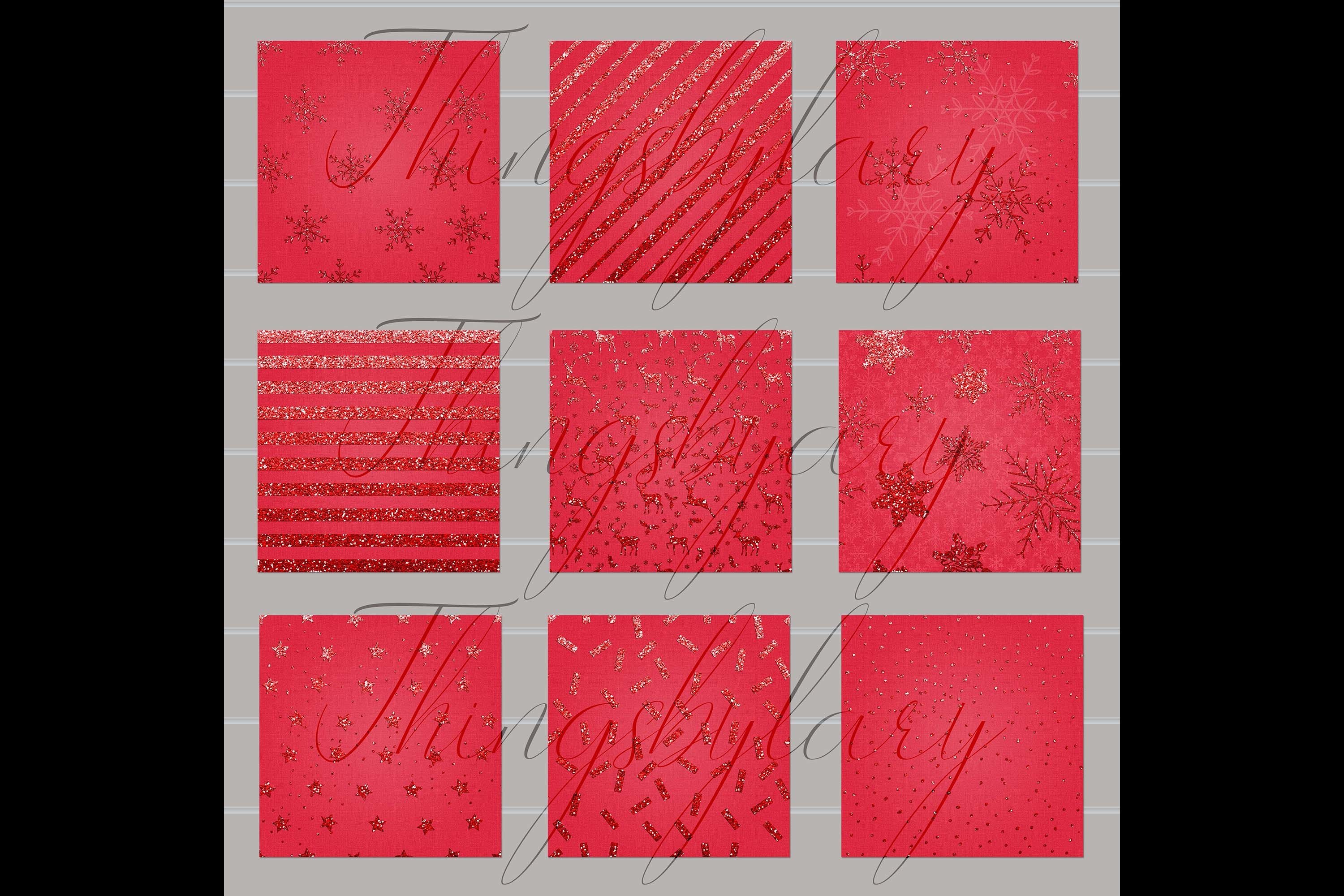 16 Red Glitter Christmas Printable Digital Papers 12 x 12 in (153007 ...