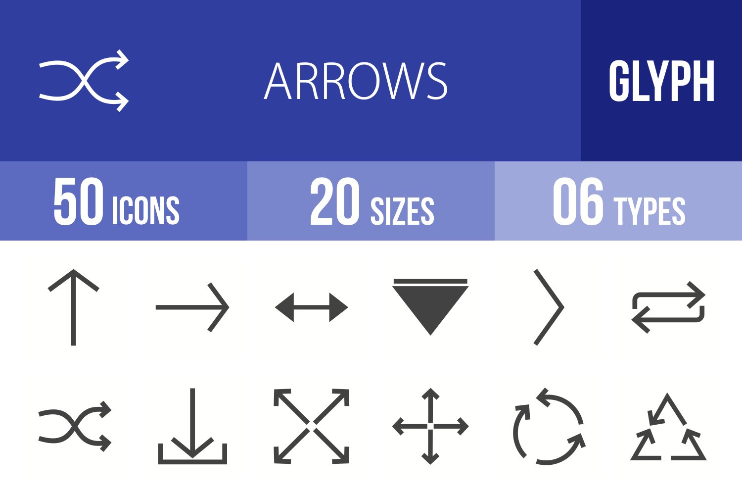 50 Arrows Glyph Icons (45302) | Icons | Design Bundles