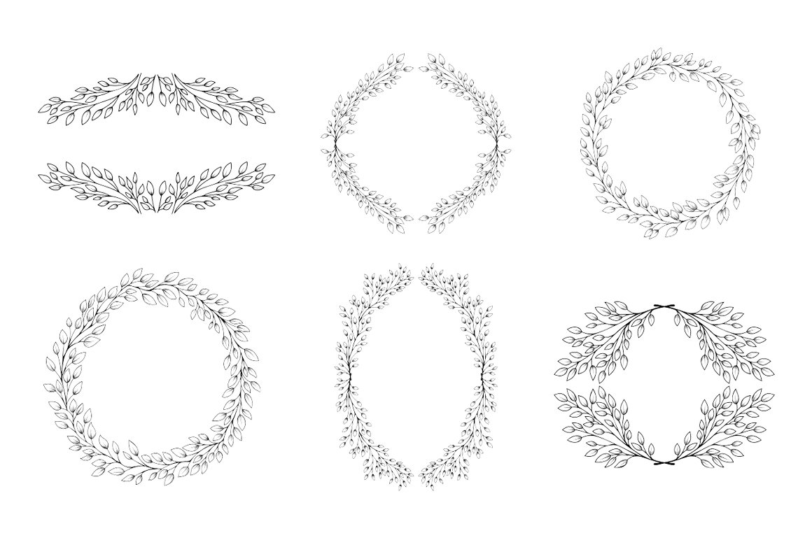 Hand drawn wreath / Wreaths and Frames (774455) | Decorations | Design ...