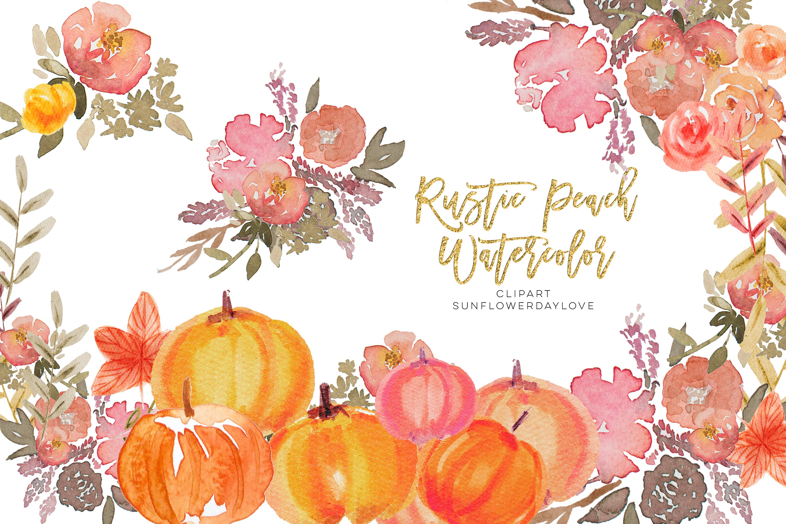 Rustic Autumn Pumpkin Clipart, Watercolor Pumpkin Clip Art (345088 ...