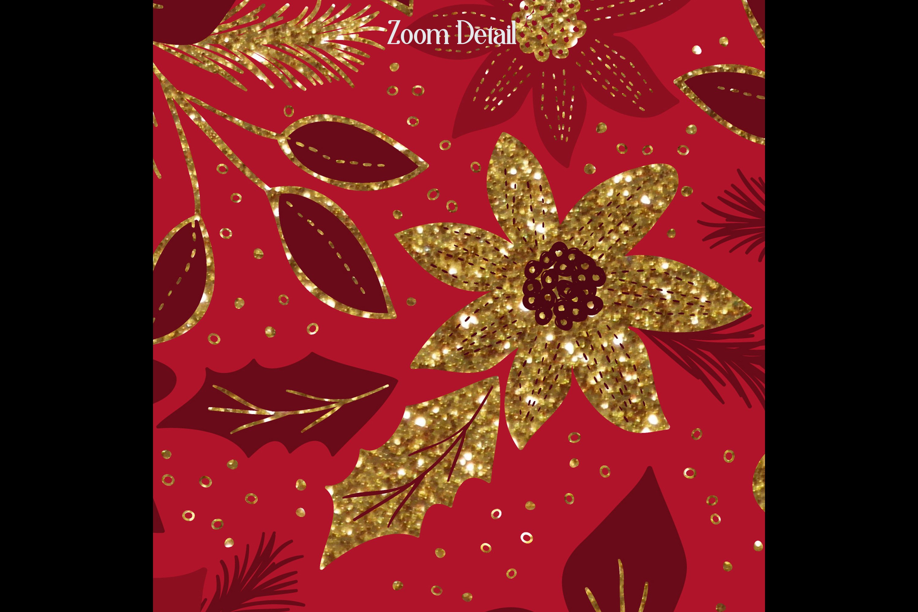 100 Seamless Glitter Gold Christmas Floral Digital Papers (376004 ...