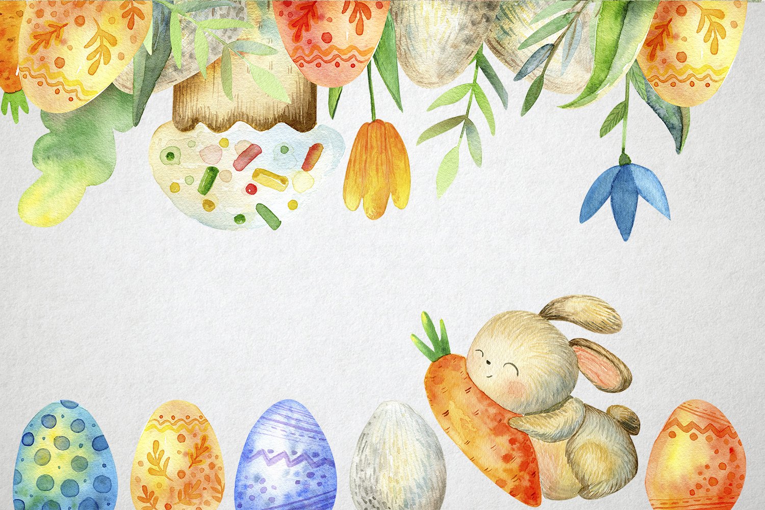 Happy Easter. Watercolor set. (439106) | Illustrations | Design Bundles