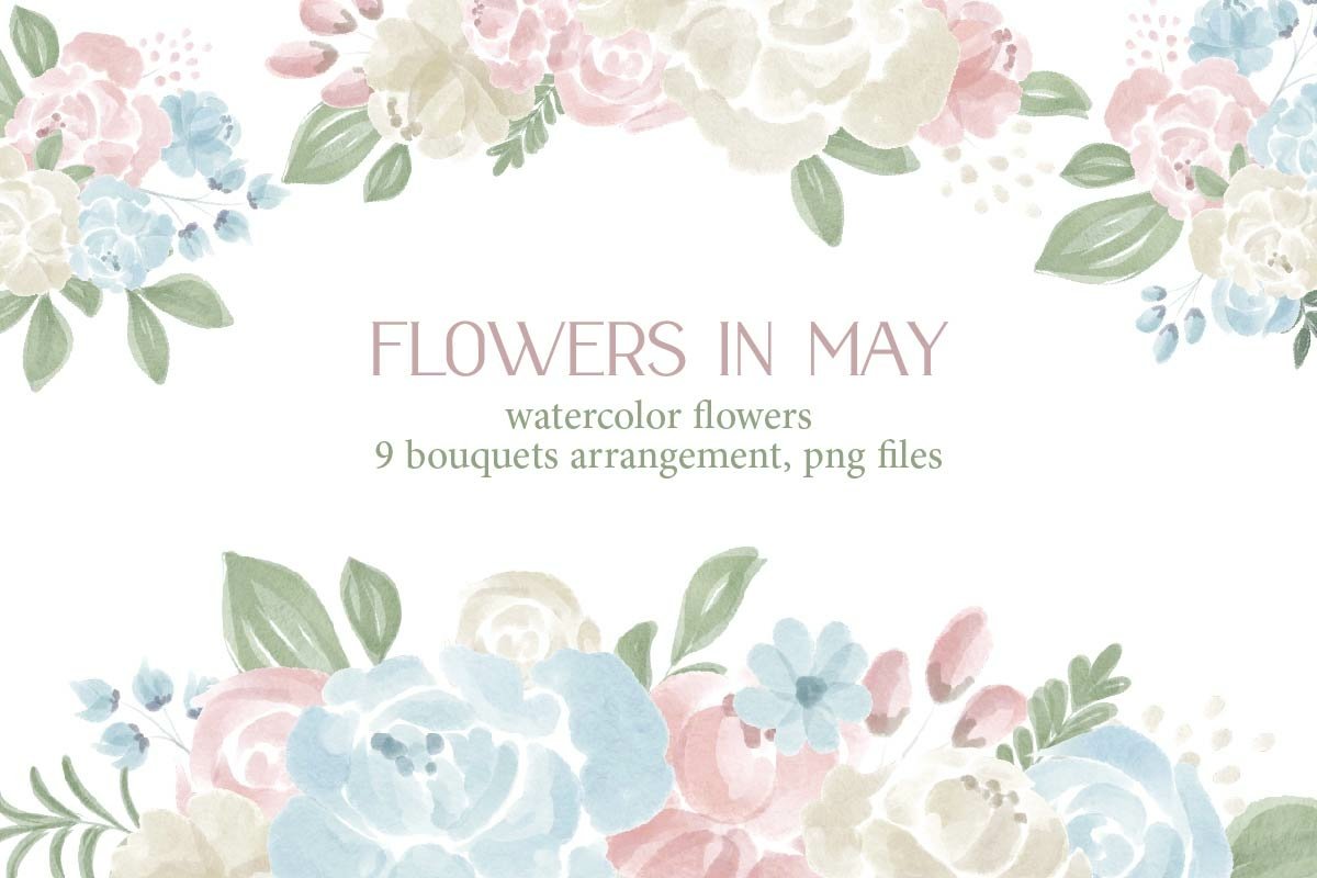 Watercolor Flowers in May, Bouquets arrangement (1357402 ...