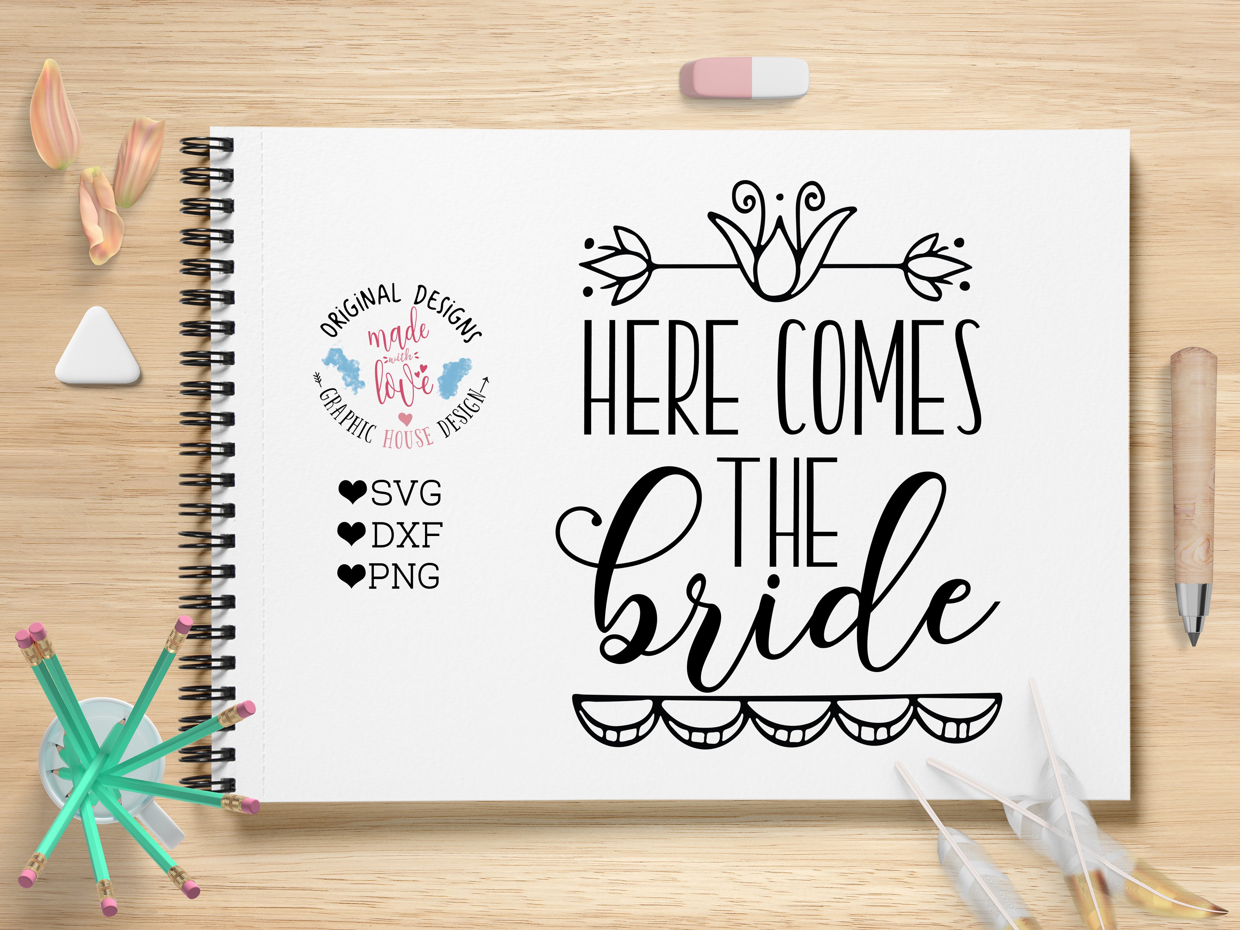Here Comes the Bride Cutting File (SVG, DXF, PNG) (27544) | SVGs ...