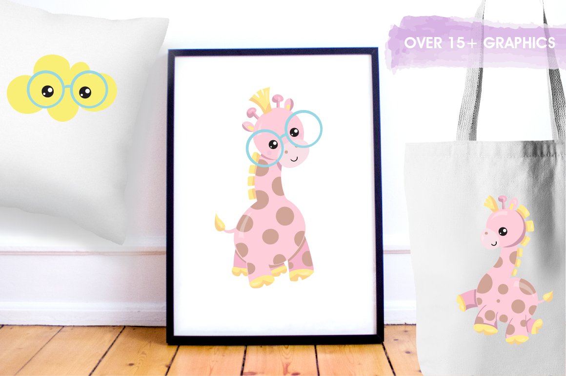 Spring Giraffe graphics and illustrations