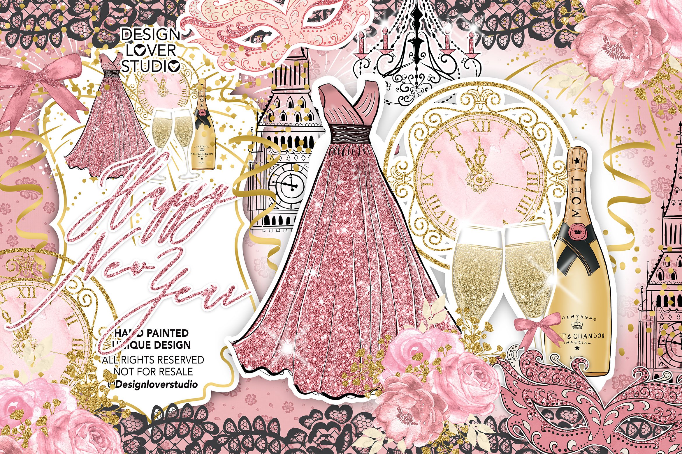 Happy New Year design (155963) | Illustrations | Design Bundles