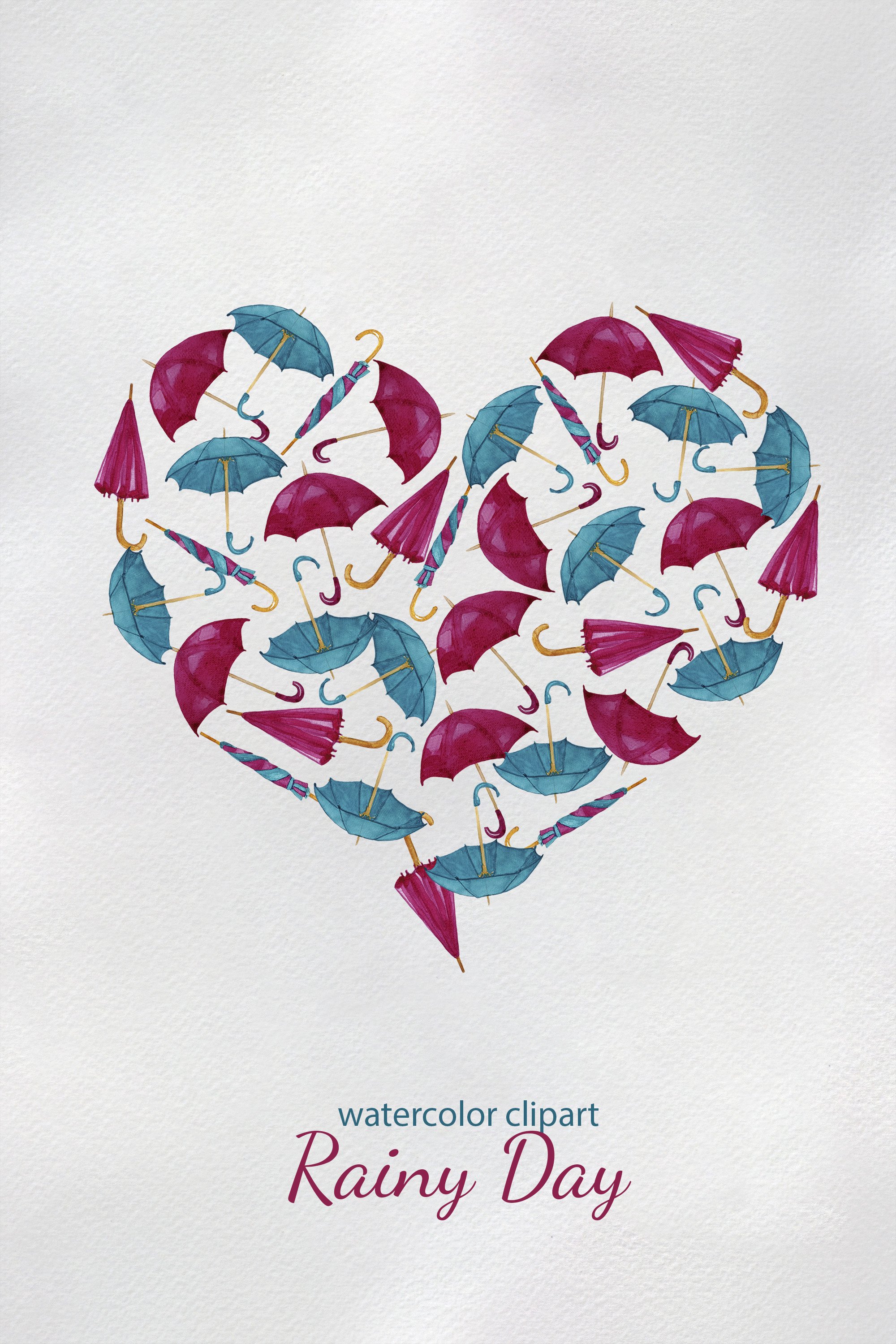 Rainy Day Watercolor Clipart (533984) | Illustrations | Design Bundles