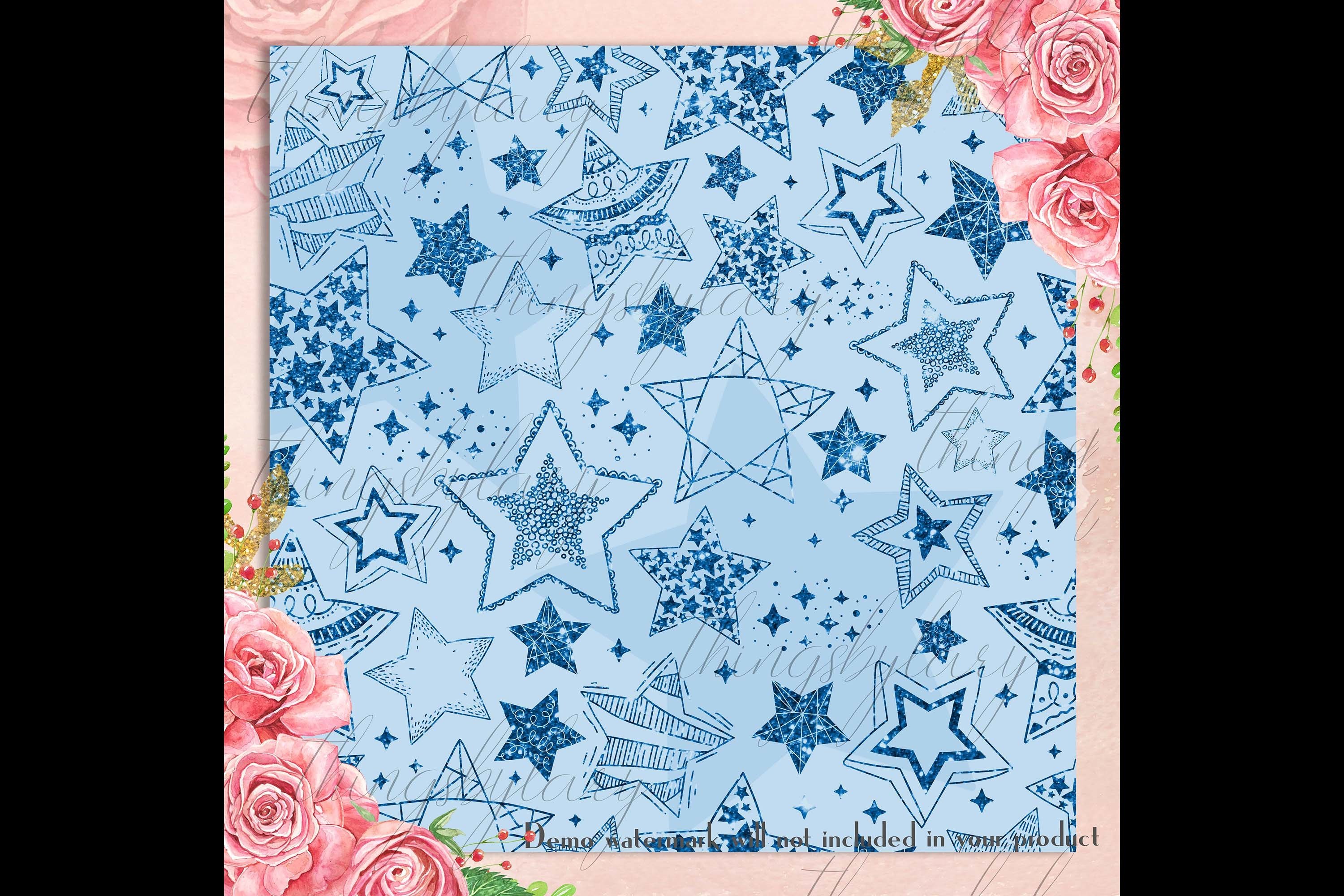 100 Seamless Cute Sparkle Glitter Galaxy Star Digital Papers (305040 ...