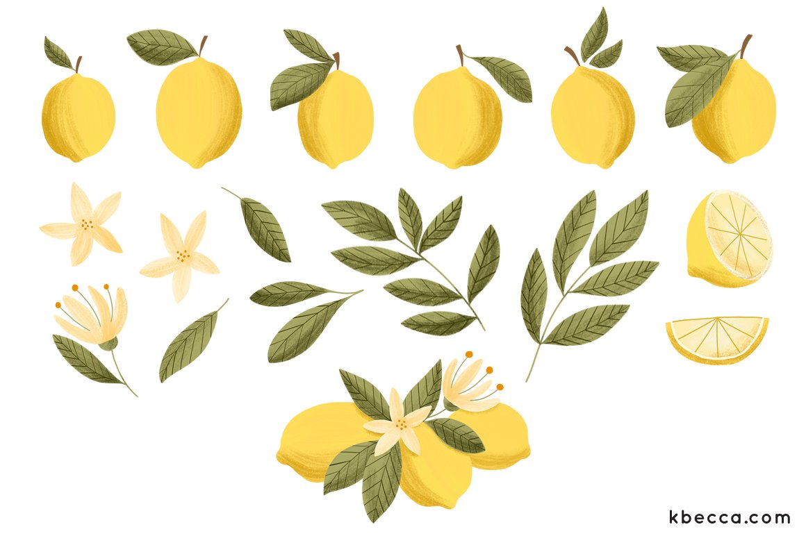 Lovely Lemons Clip Art & Patterns (235607) | Sublimation | Design Bundles