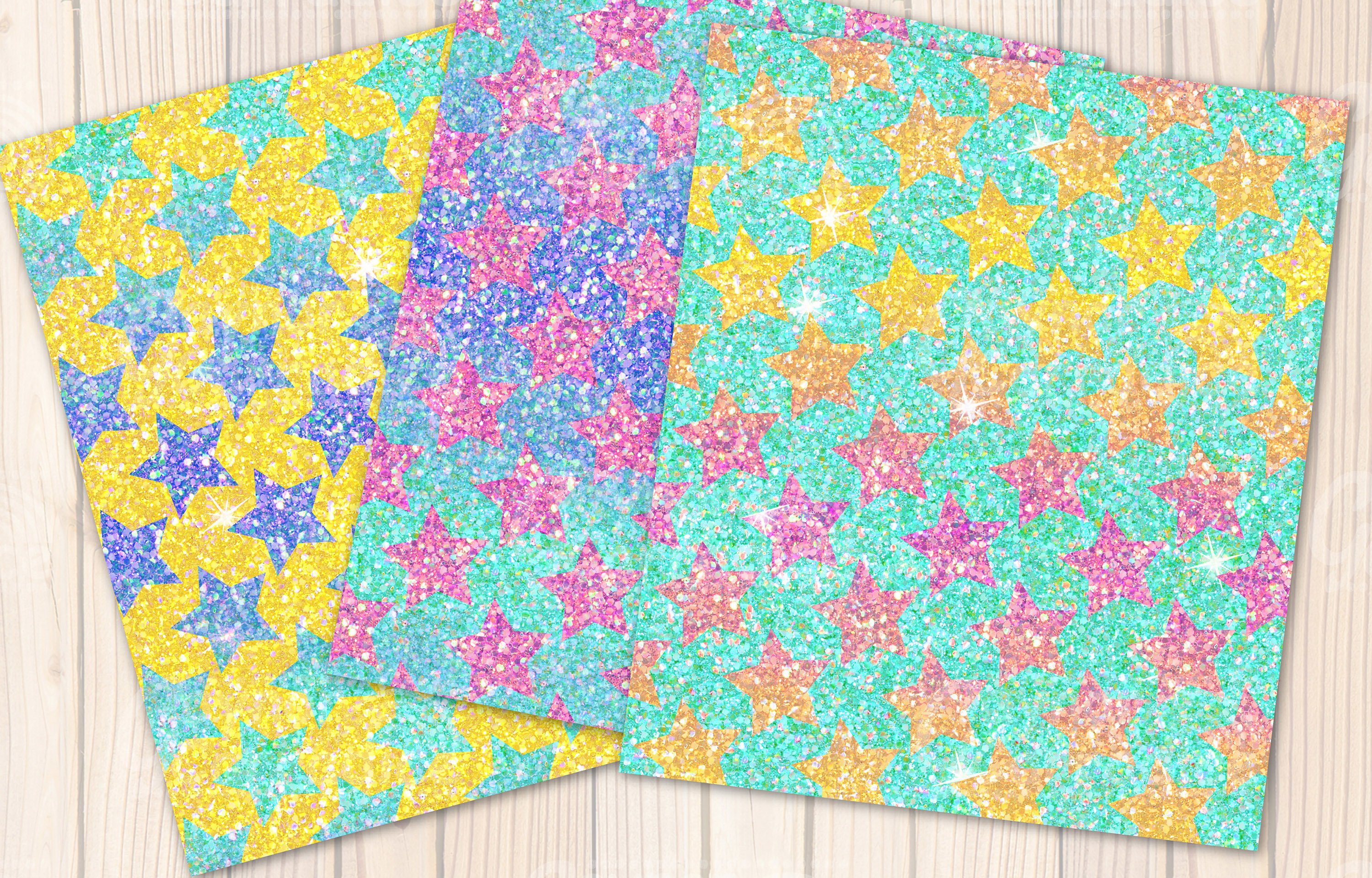 Stars glitter seamless patterns, digital papers, textures (115557 ...