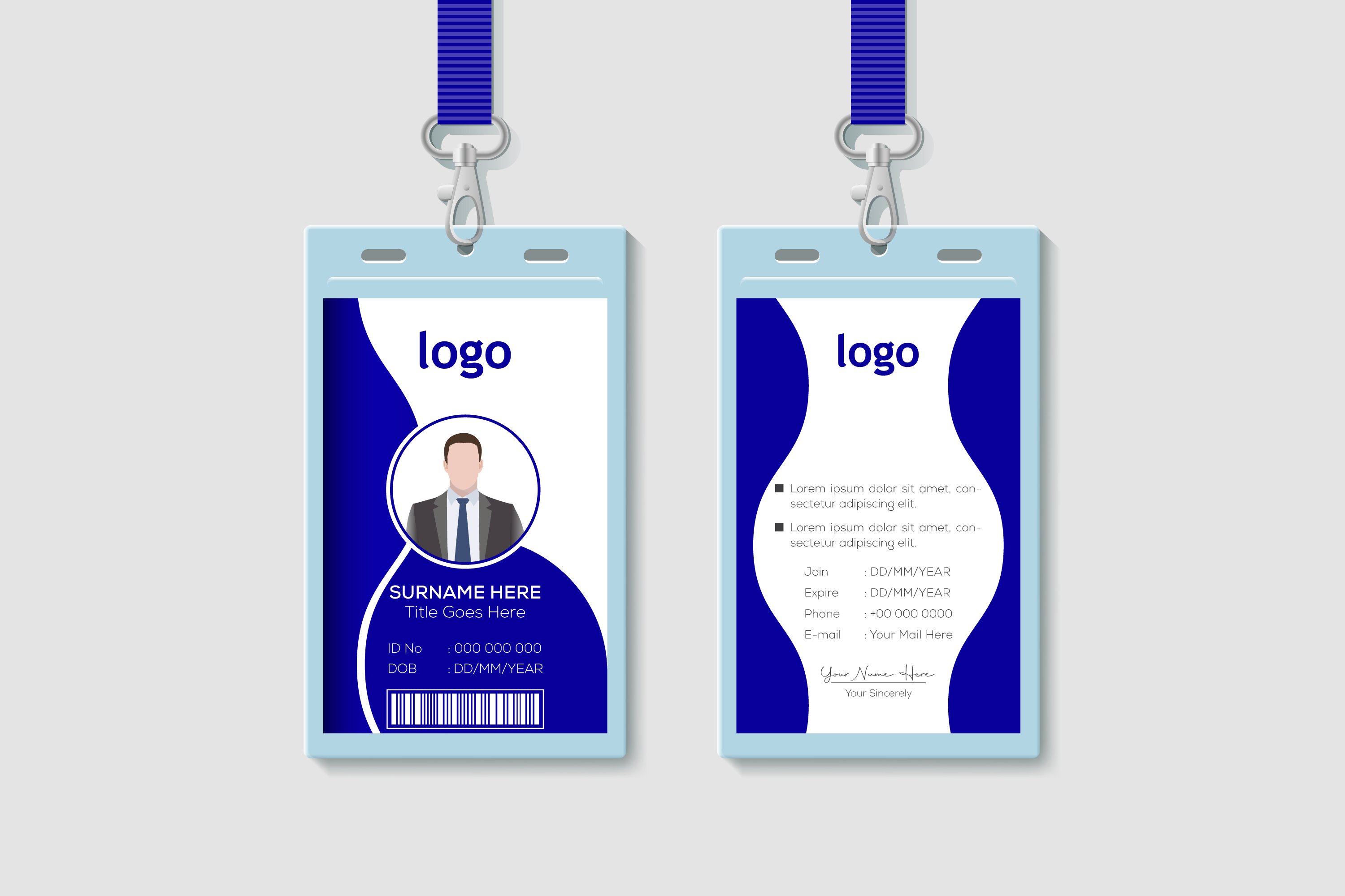 Professional Blue Identity Card Template (1725043) | Customizable ...