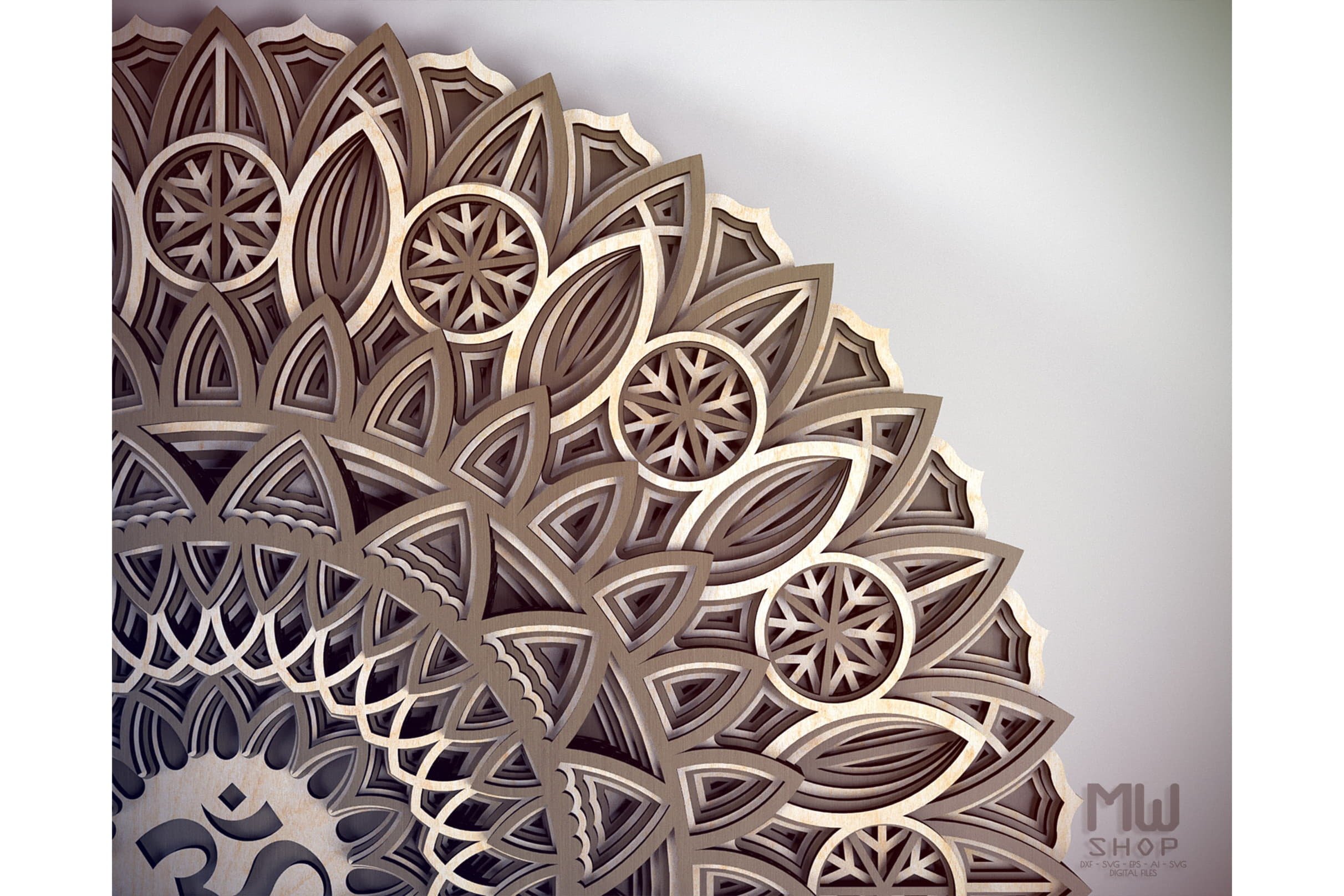 M18 - Om Mantra Mandala Pattern, Layered Mandala DXF SVG (578826 ...