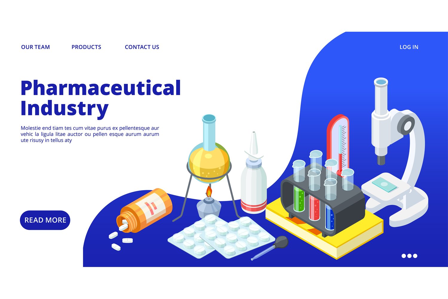 Pharmaceutical industry landing page. Isometric drugs develo (1188597 ...