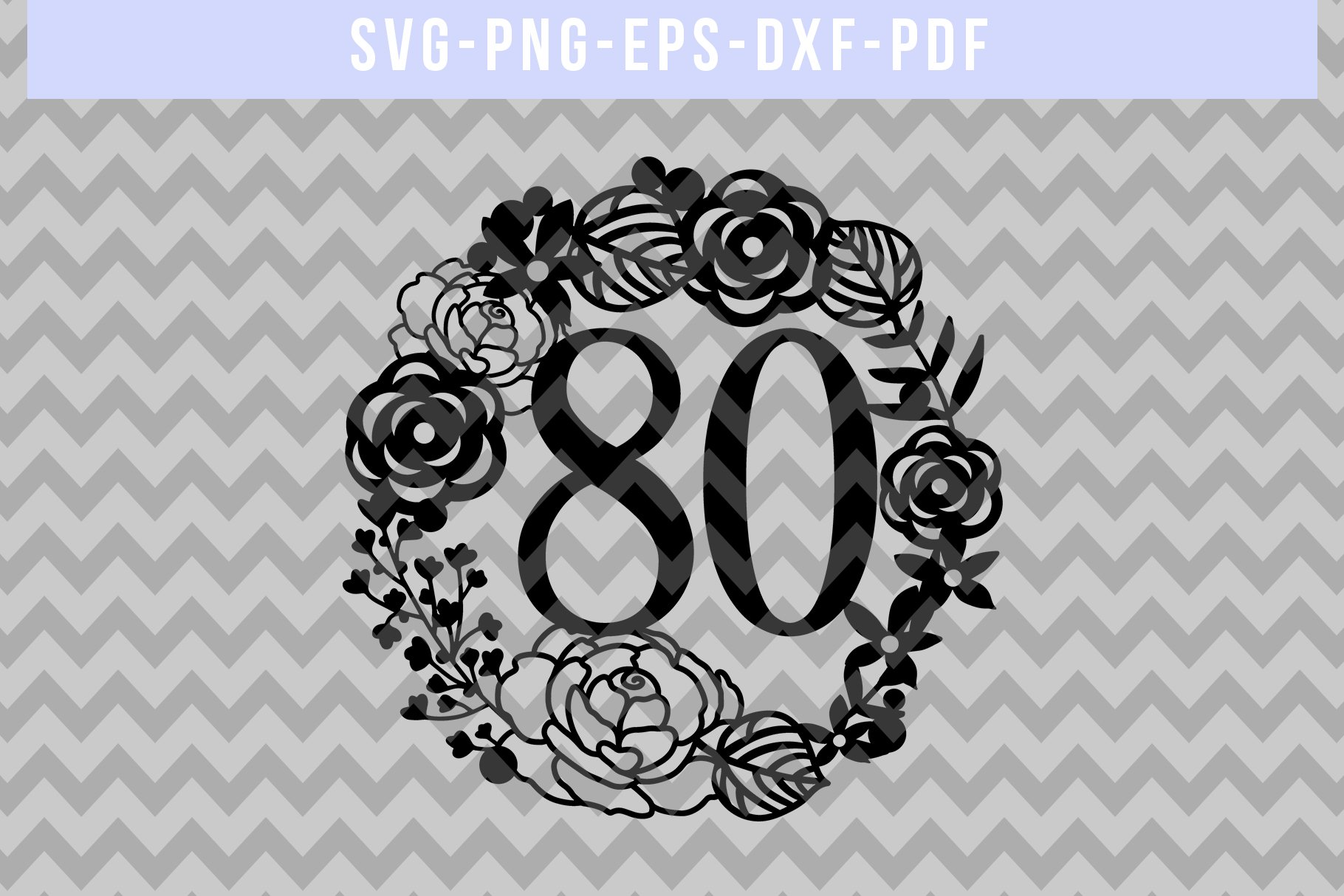 80 Birthday Wreath Papercut Template, 80th Birthday SVG, PDF (271610 ...