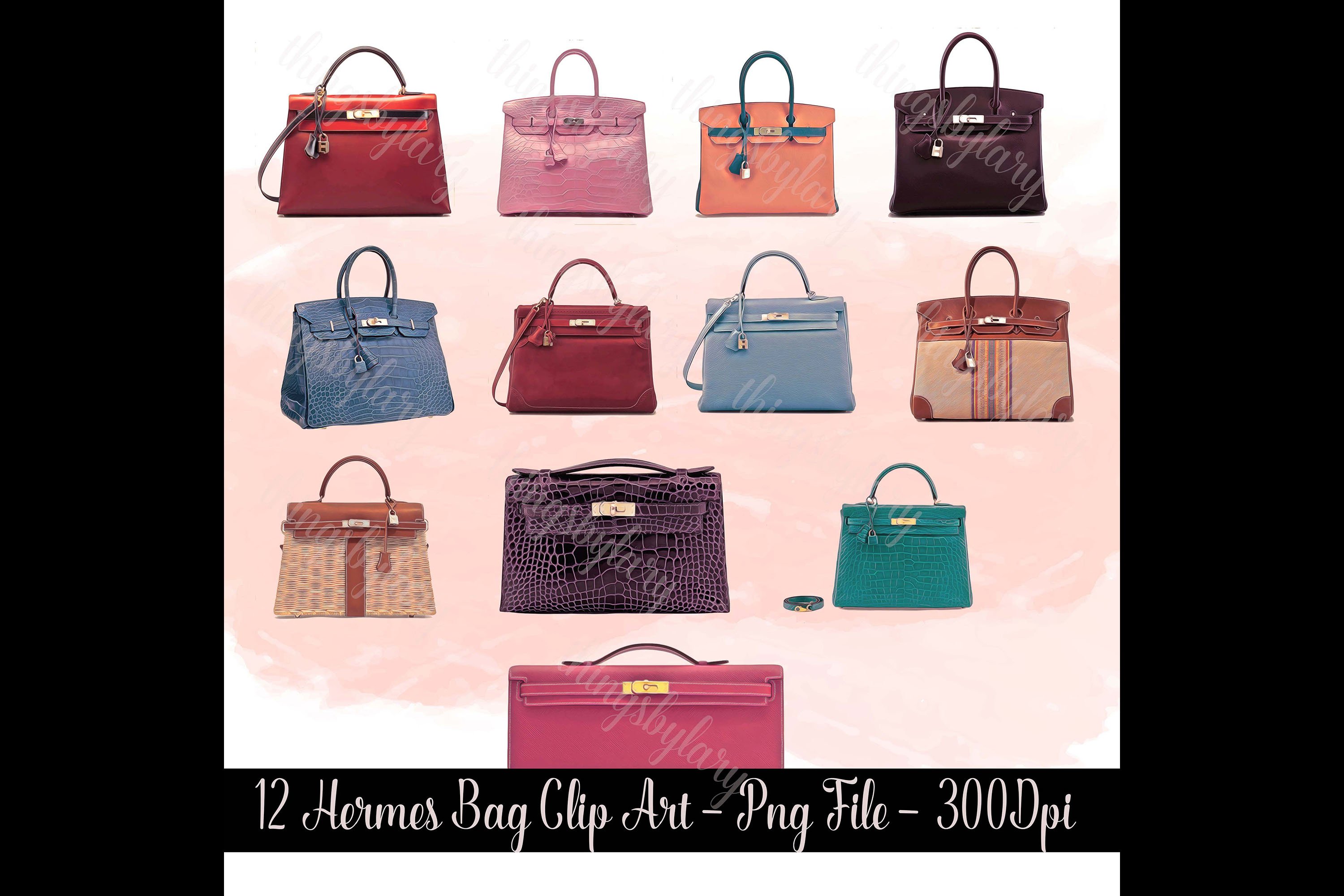 12 Painted Luxury Bags Clip Arts, Fashion and Roses Clip Art (136139 ...