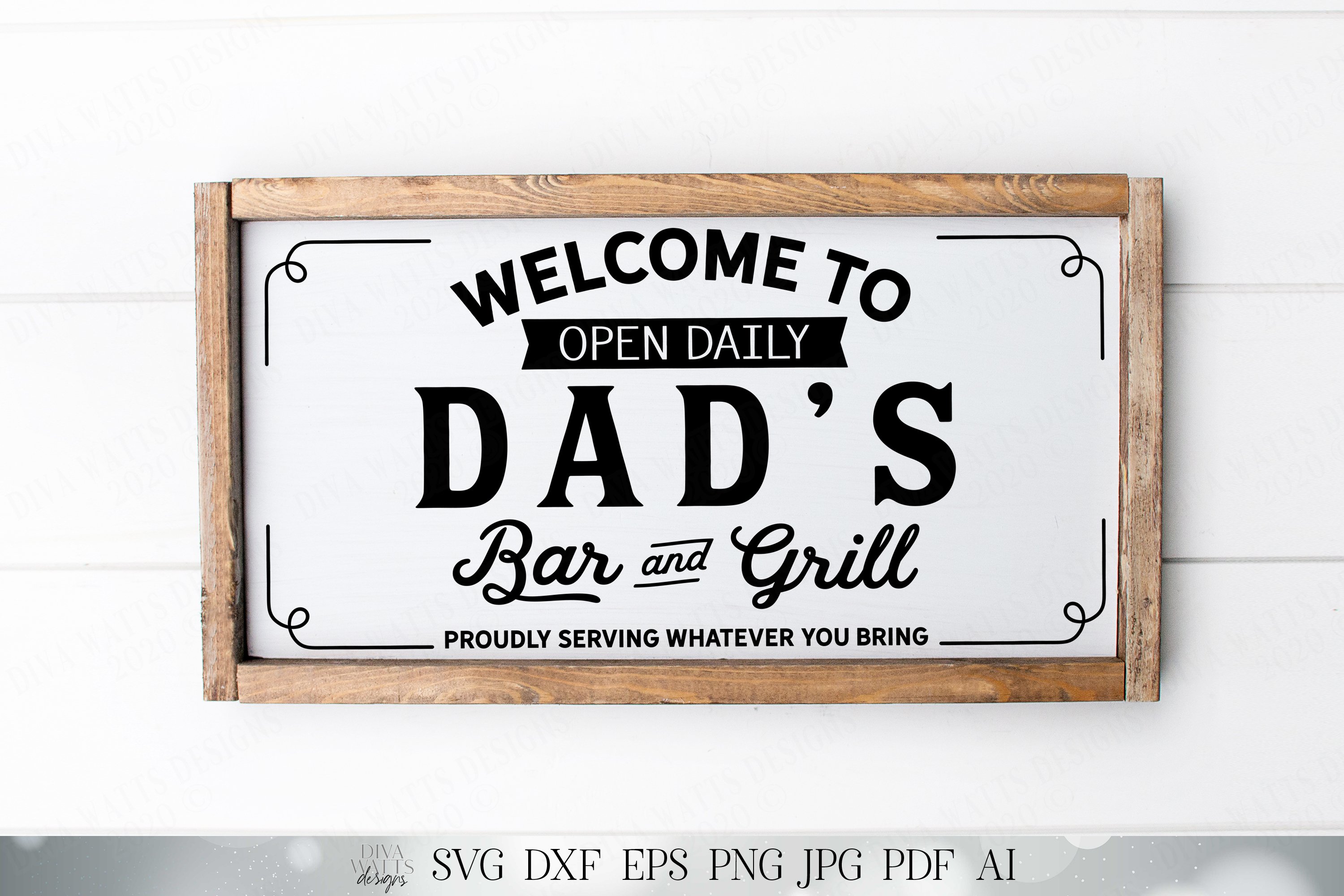 Welcome To Dad's Bar and Grill - Farmhouse Sign SVG (733781) | Cut ...