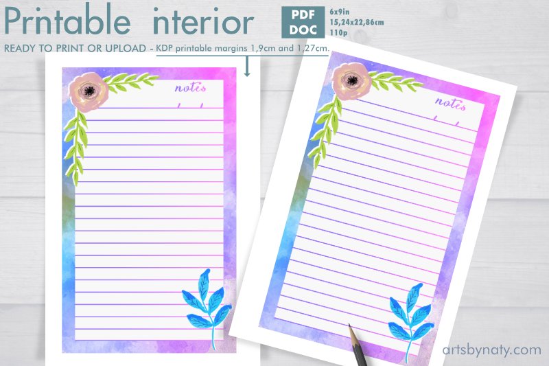 Watercolor beautiful notes printable journal to print. (1264280 ...