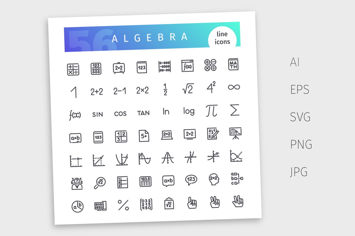 Algebra Line Icons Set (41091) | Icons | Design Bundles