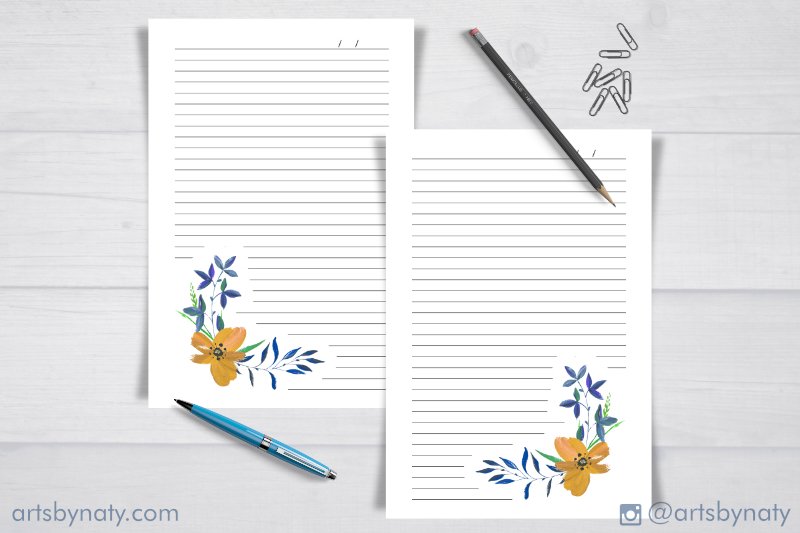 Lined journal with floral corners. (845159) | Inserts | Design Bundles