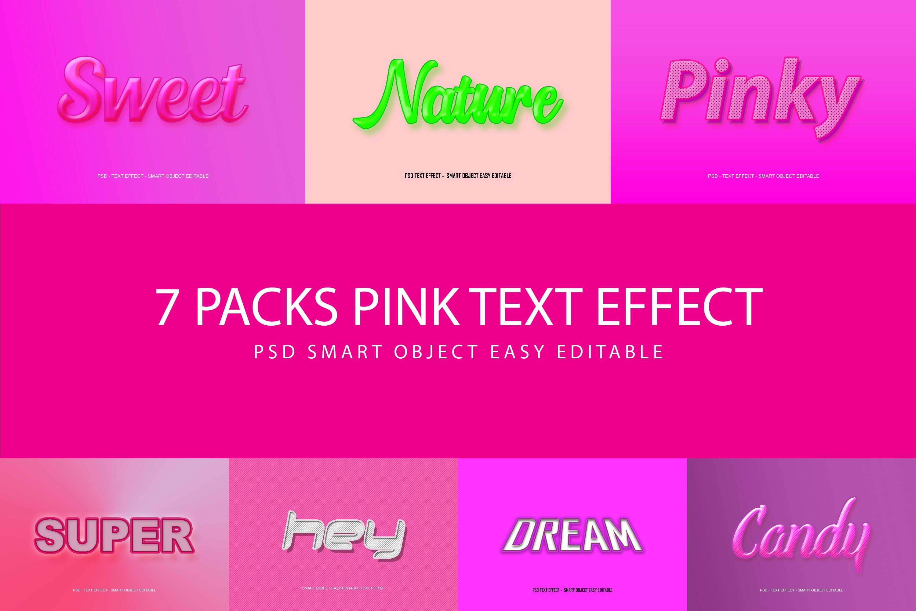 7 Packs Sweet Pink PSD Text Effect Smart (544749) | Photoshop Plugins ...