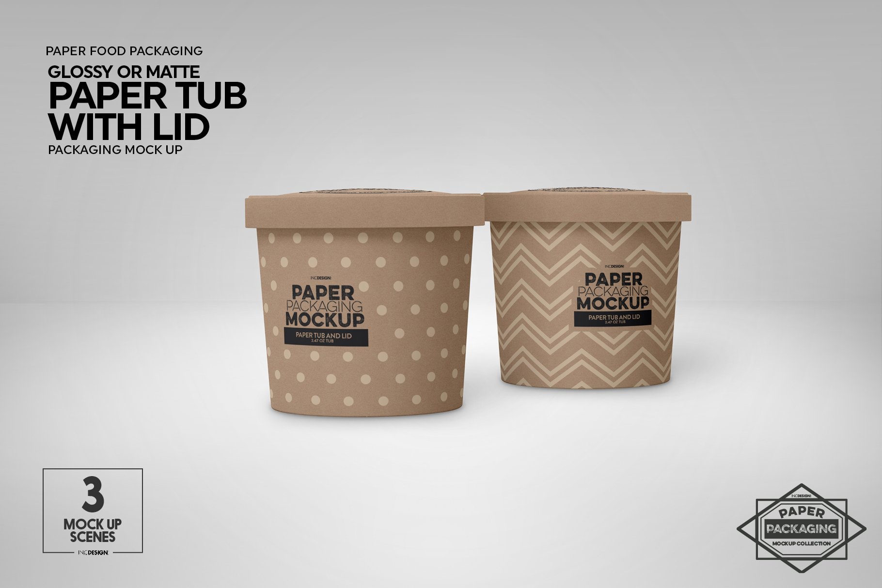 Paper Tub with Lid Packaging Mockup (571069) | Branding | Design Bundles
