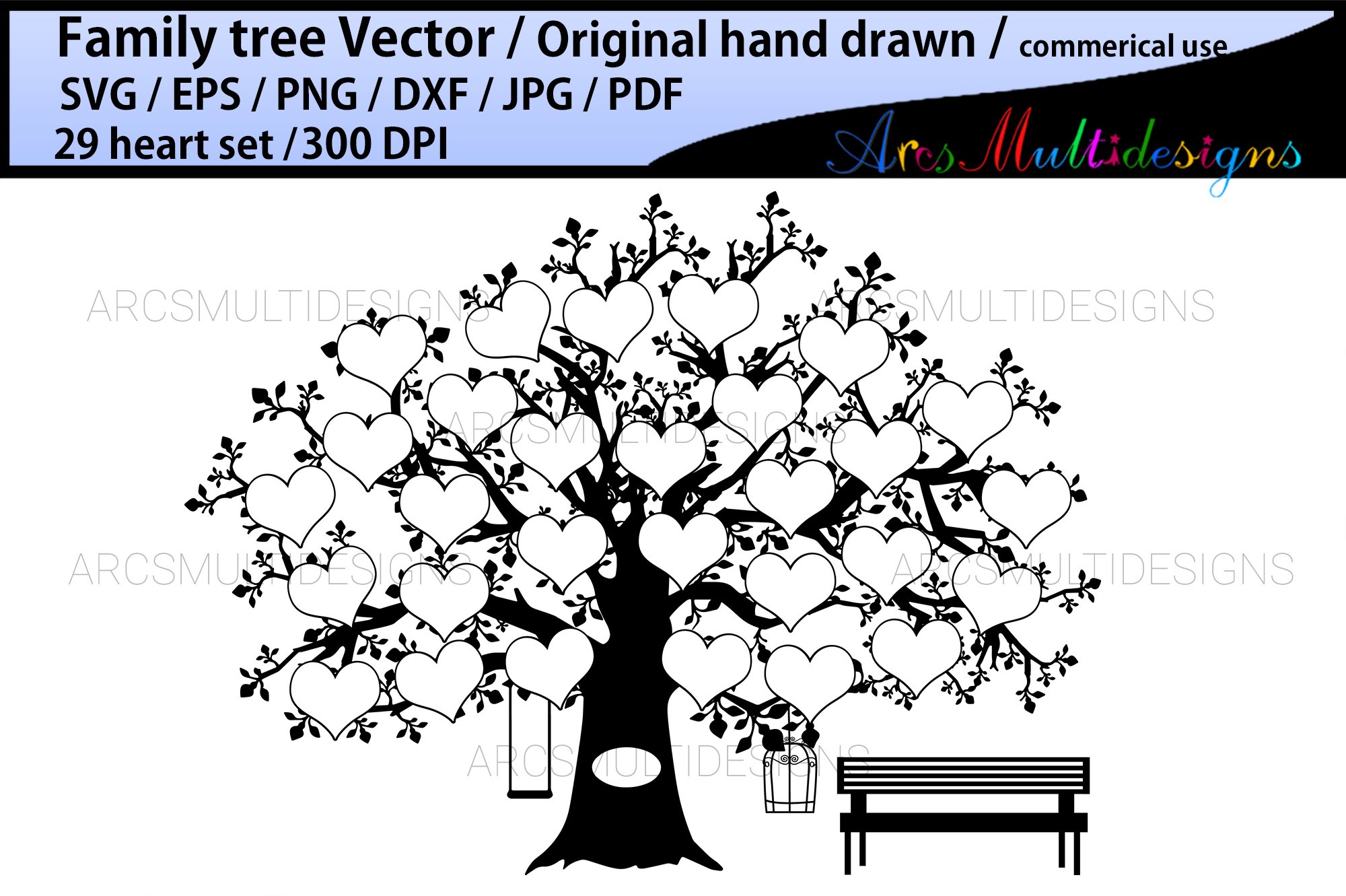 Family tree 29 heart template (1102653) | Illustrations | Design Bundles