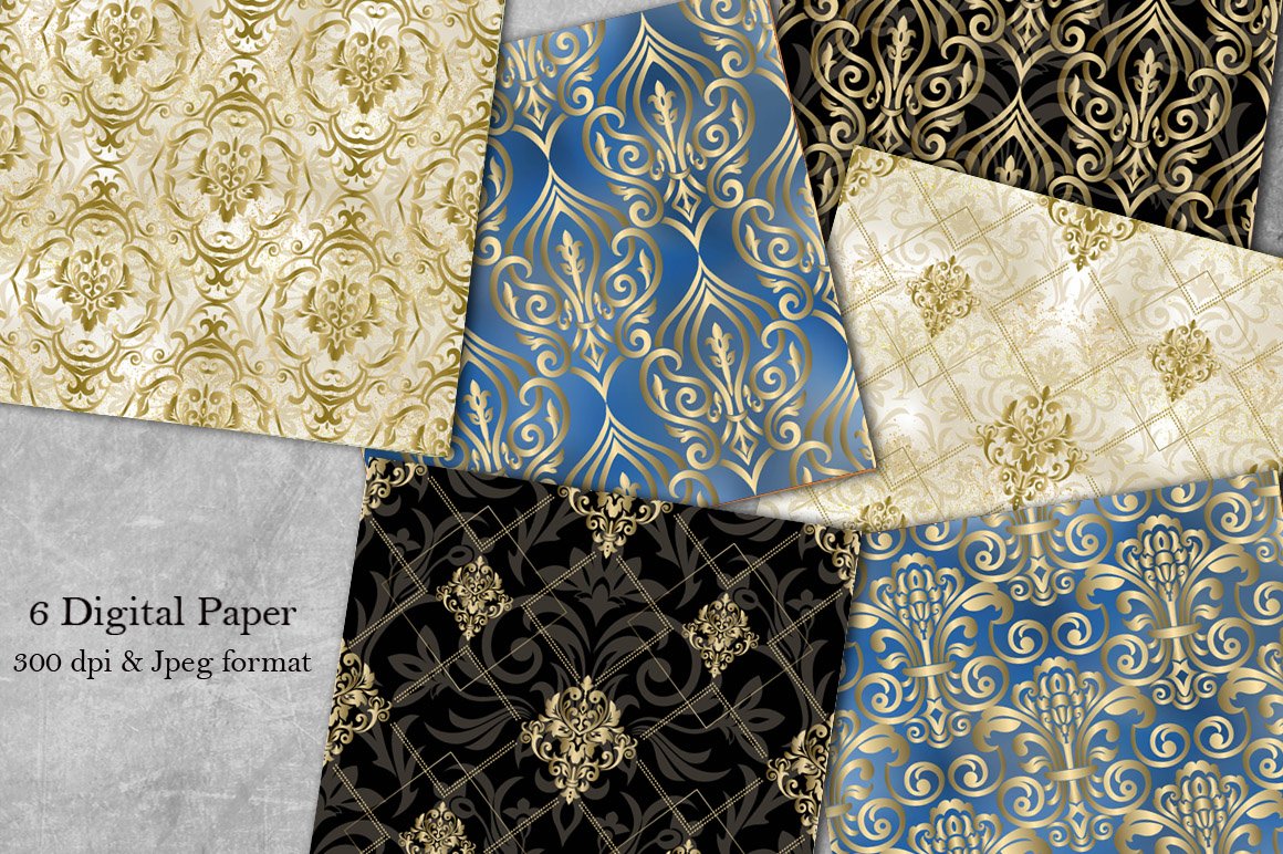 Victorian damask seamless pattern. Collection of papers (1078957 ...
