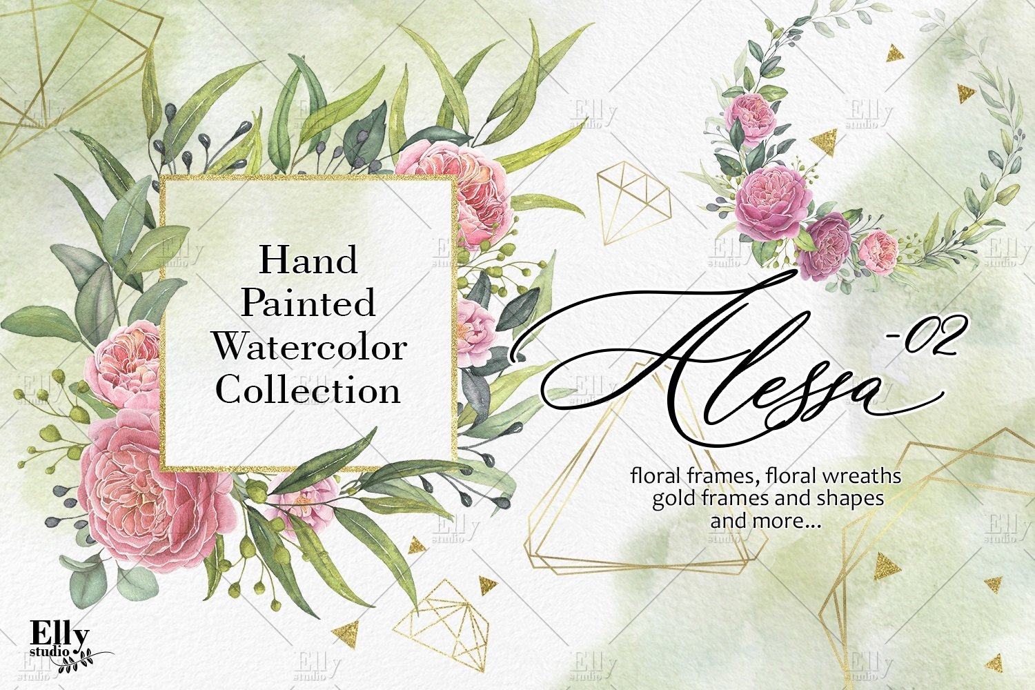 Watercolor Floral Frames and Wreaths Clip Art - Alessa (549269 ...