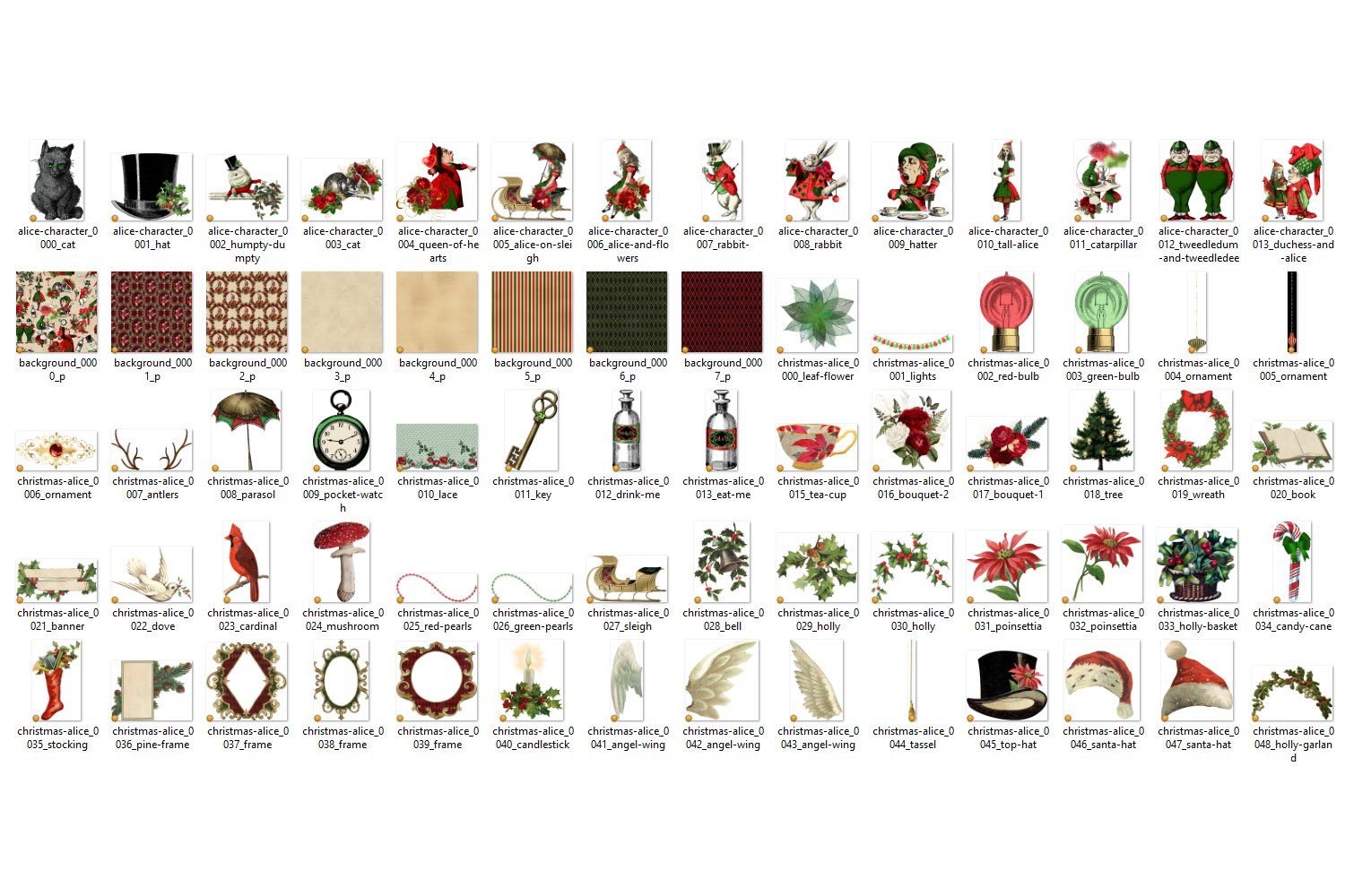 Christmas Alice In Wonderland Clipart (365052) | Illustrations | Design ...