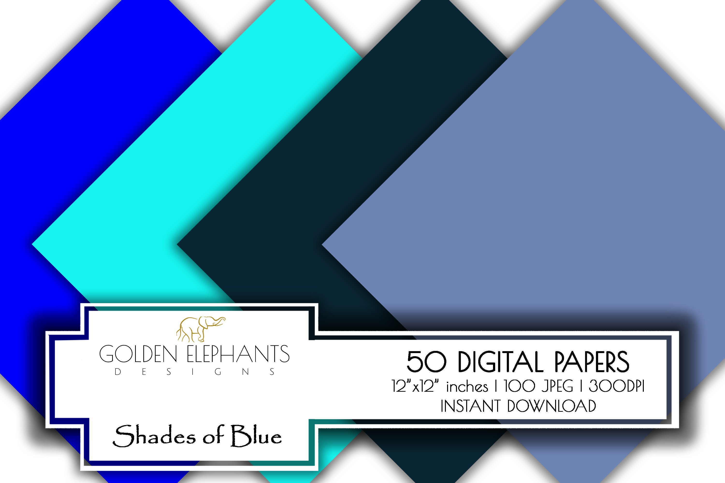 50 Shades of Blue // Solid Colour Digital Paper, Seamless Sc (528505 ...