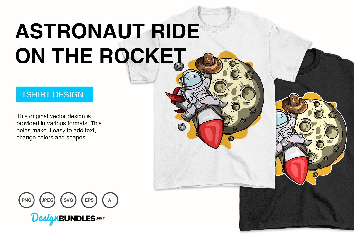 Astronaut Ride On The Rocket Vector Illustration