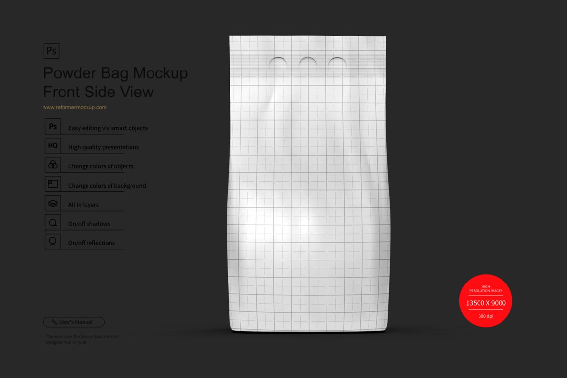 Powder Bag Mockup Front Side View (349076) | Mockups | Design Bundles