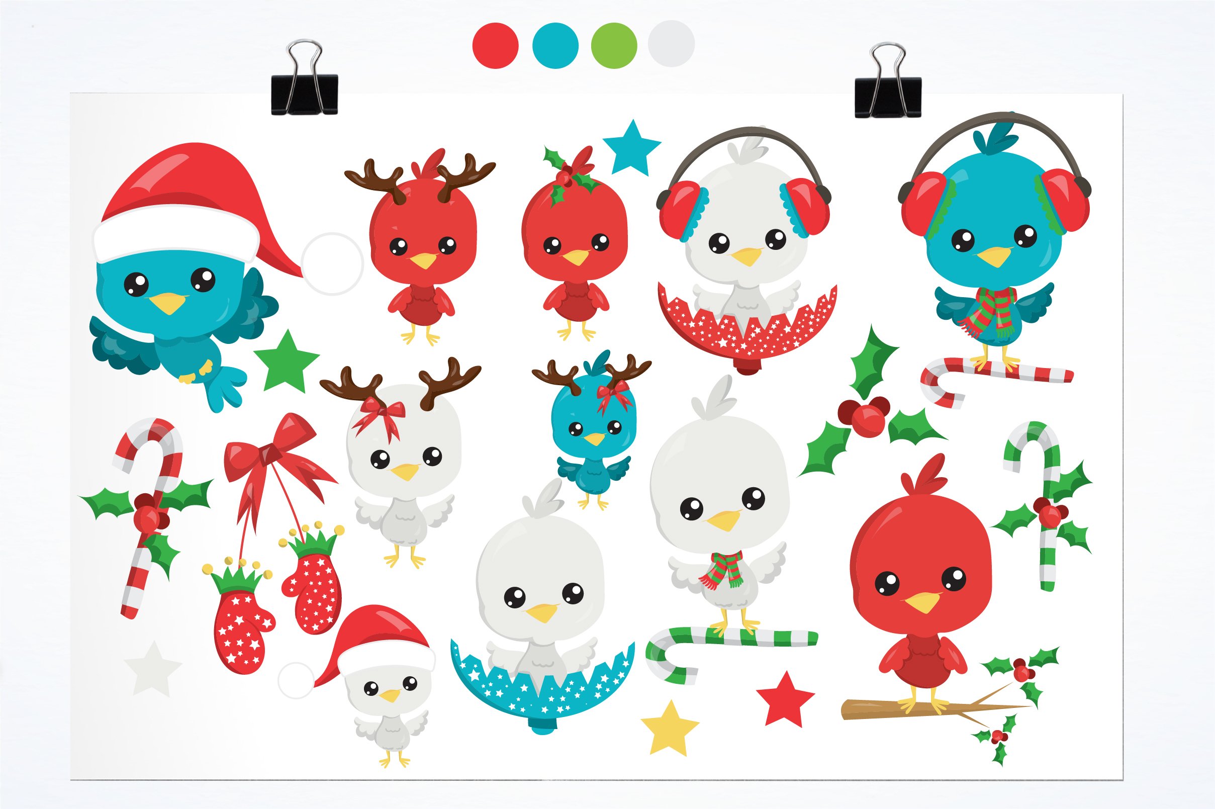 Christmas Birds graphics and illustrations