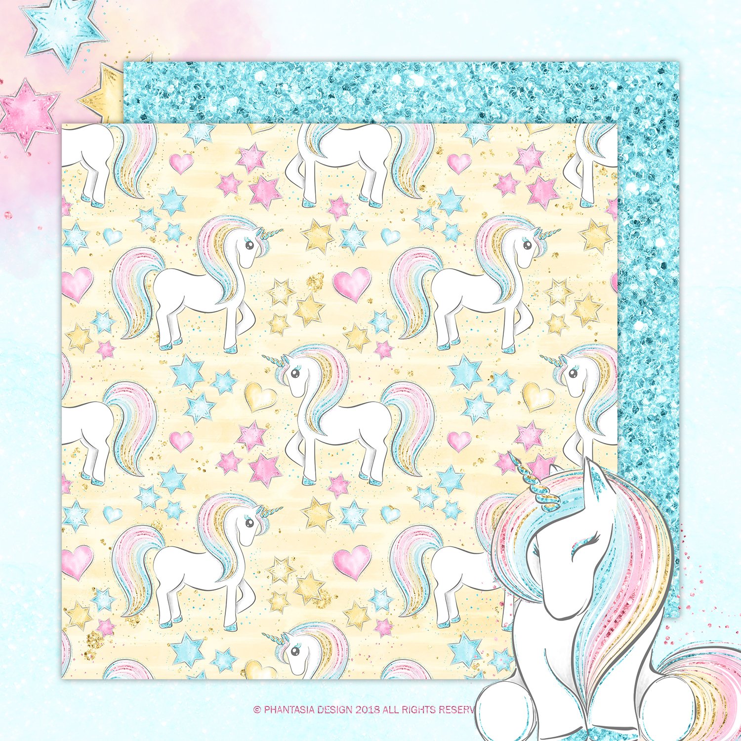 Unicorn Digital Paper (272709) | Patterns | Design Bundles