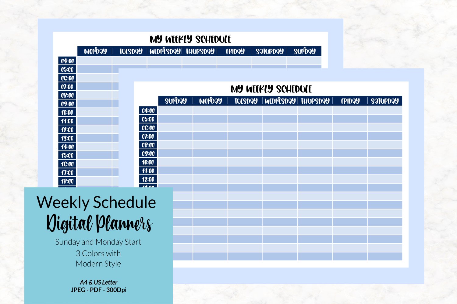 Modern Style Weekly Schedule Digital Planners