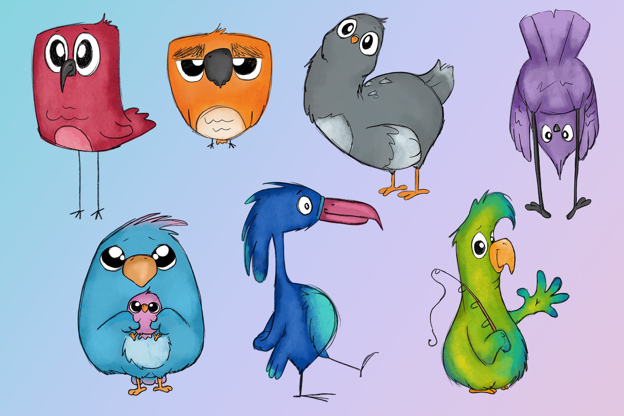 Feathered Friends| Cute and Funny Birds| PNG Illustrations